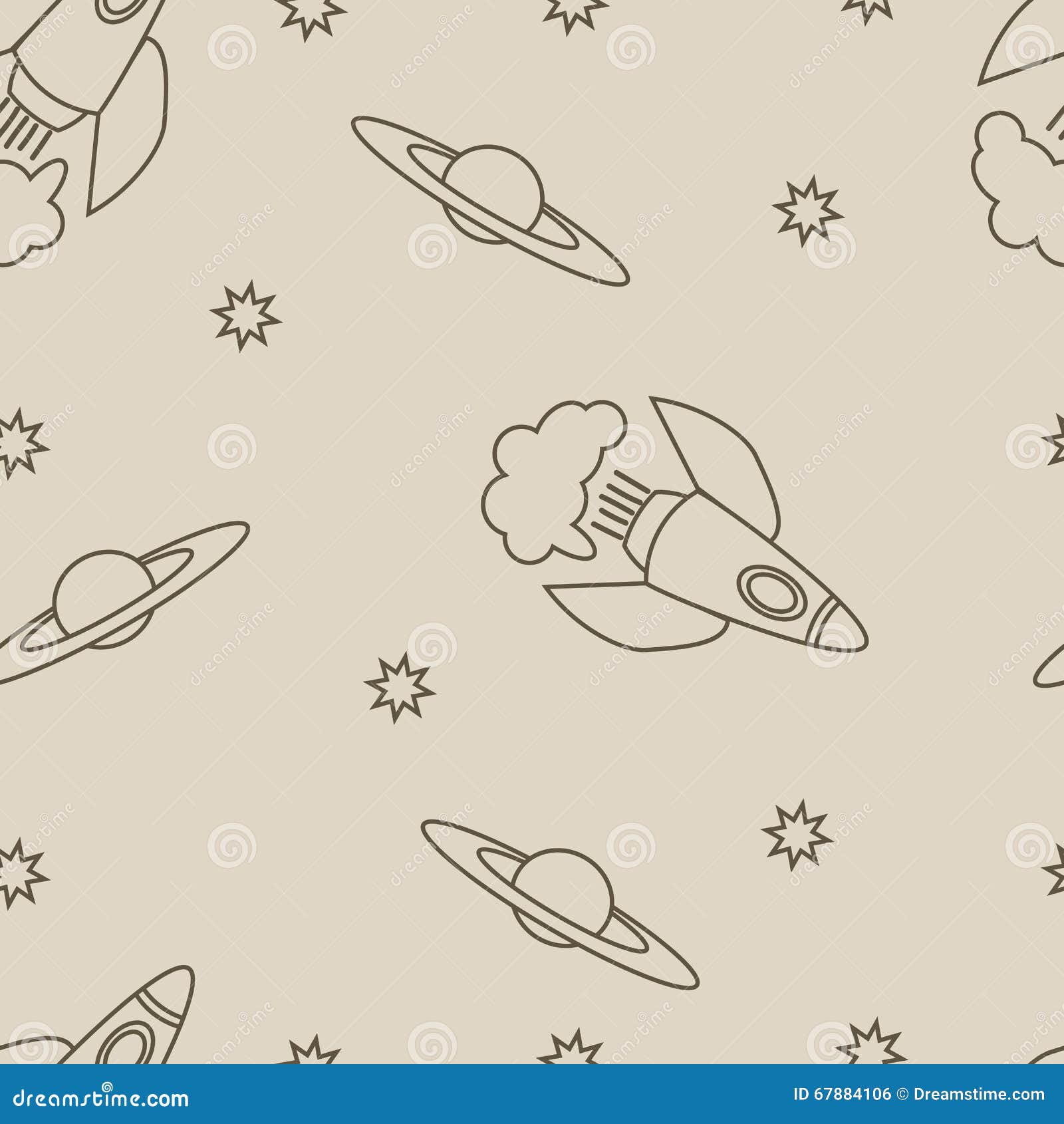 Seamless Pattern with Space Motive. Stock Vector - Illustration of ...