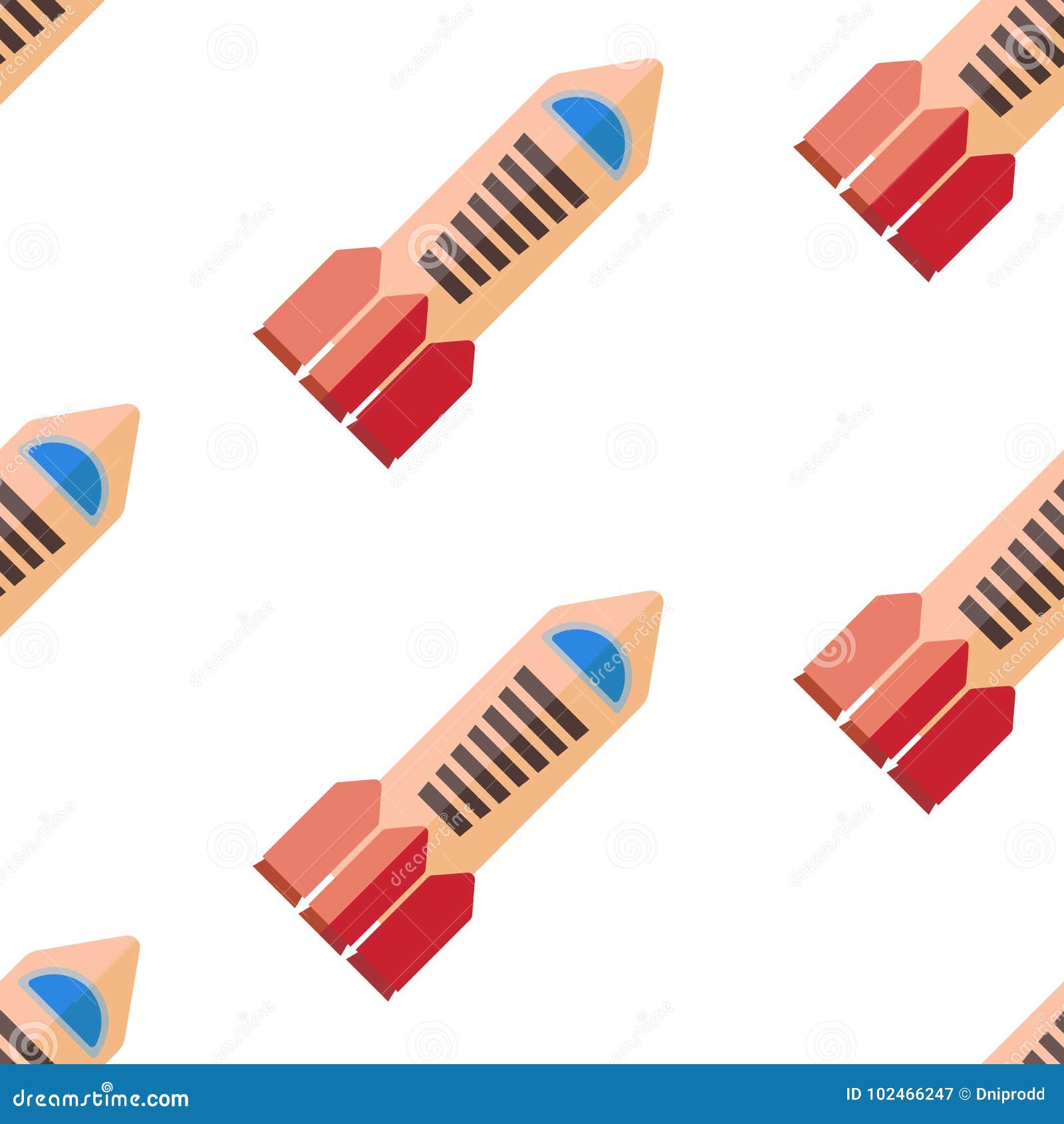 Seamless Pattern with Space Rocket Stock Vector - Illustration of ship ...