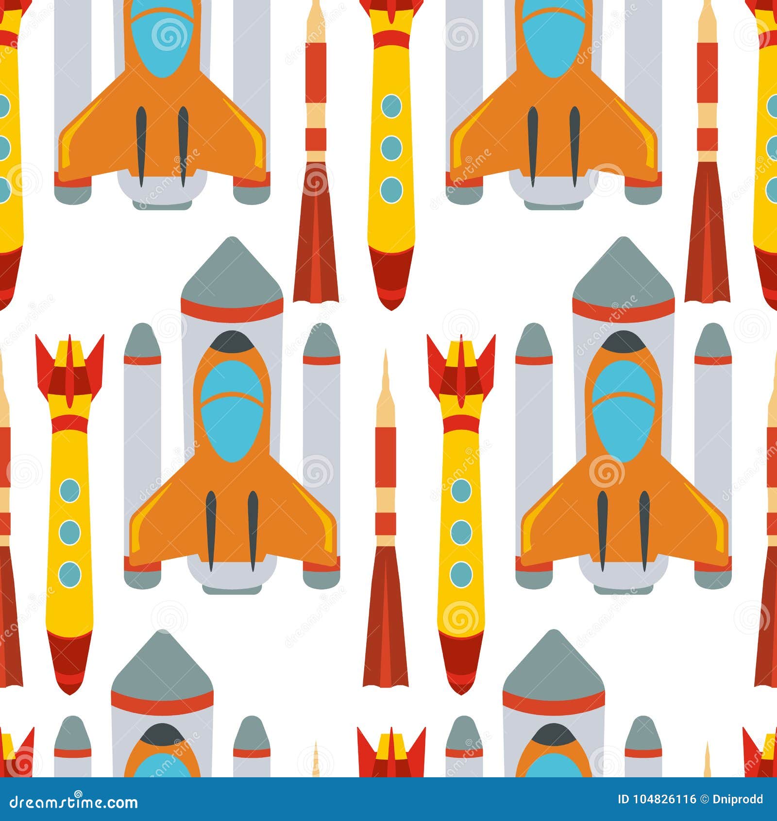 Seamless Pattern with Space Rocket. Stock Vector - Illustration of ...