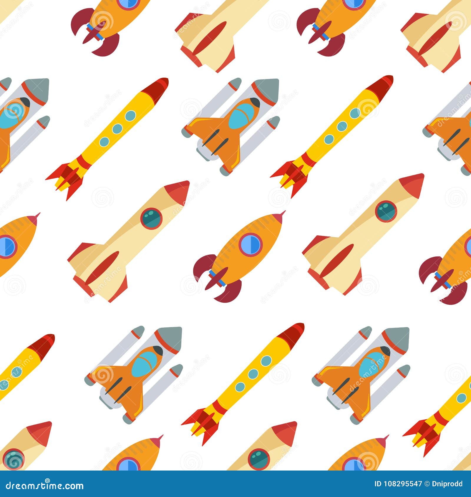 Seamless Pattern with Space Rocket Stock Vector - Illustration of ship ...