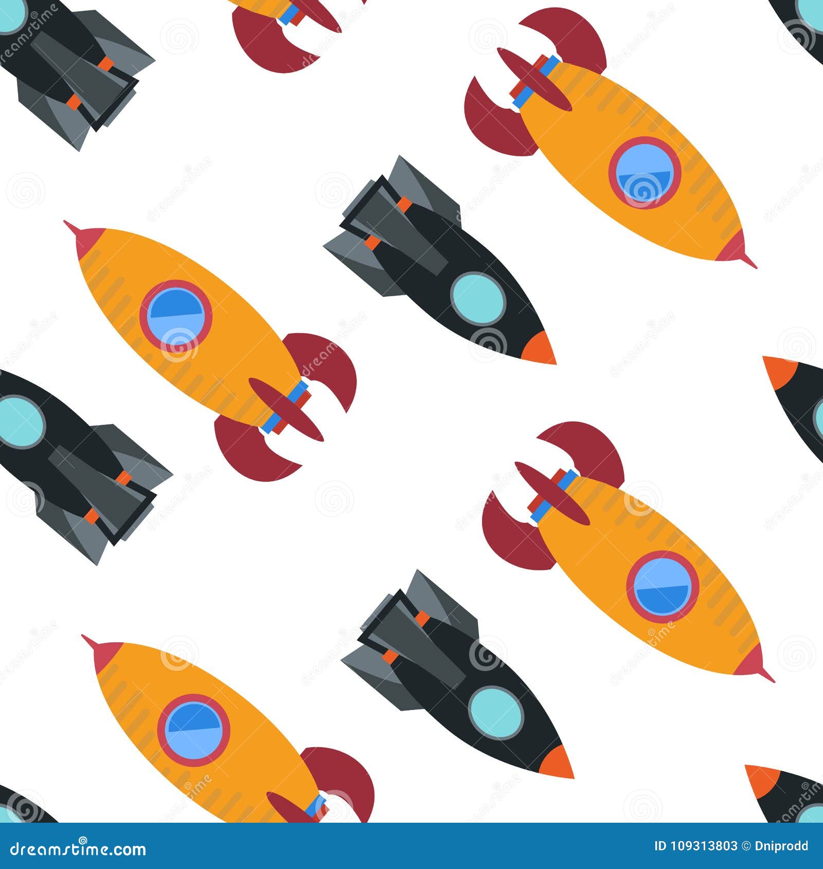 Seamless Pattern with Space Rocket. Stock Vector - Illustration of ...