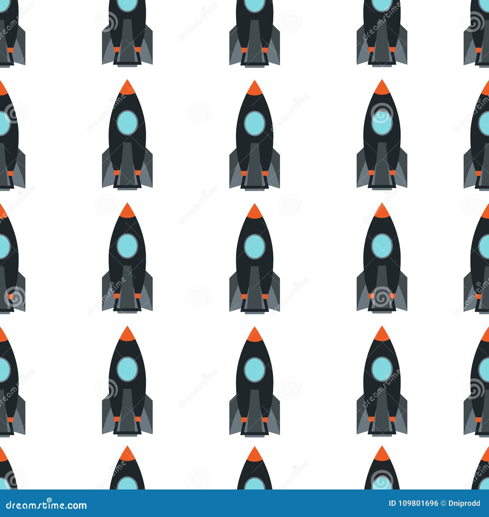 Seamless Pattern with Space Rocket. Stock Vector - Illustration of ...