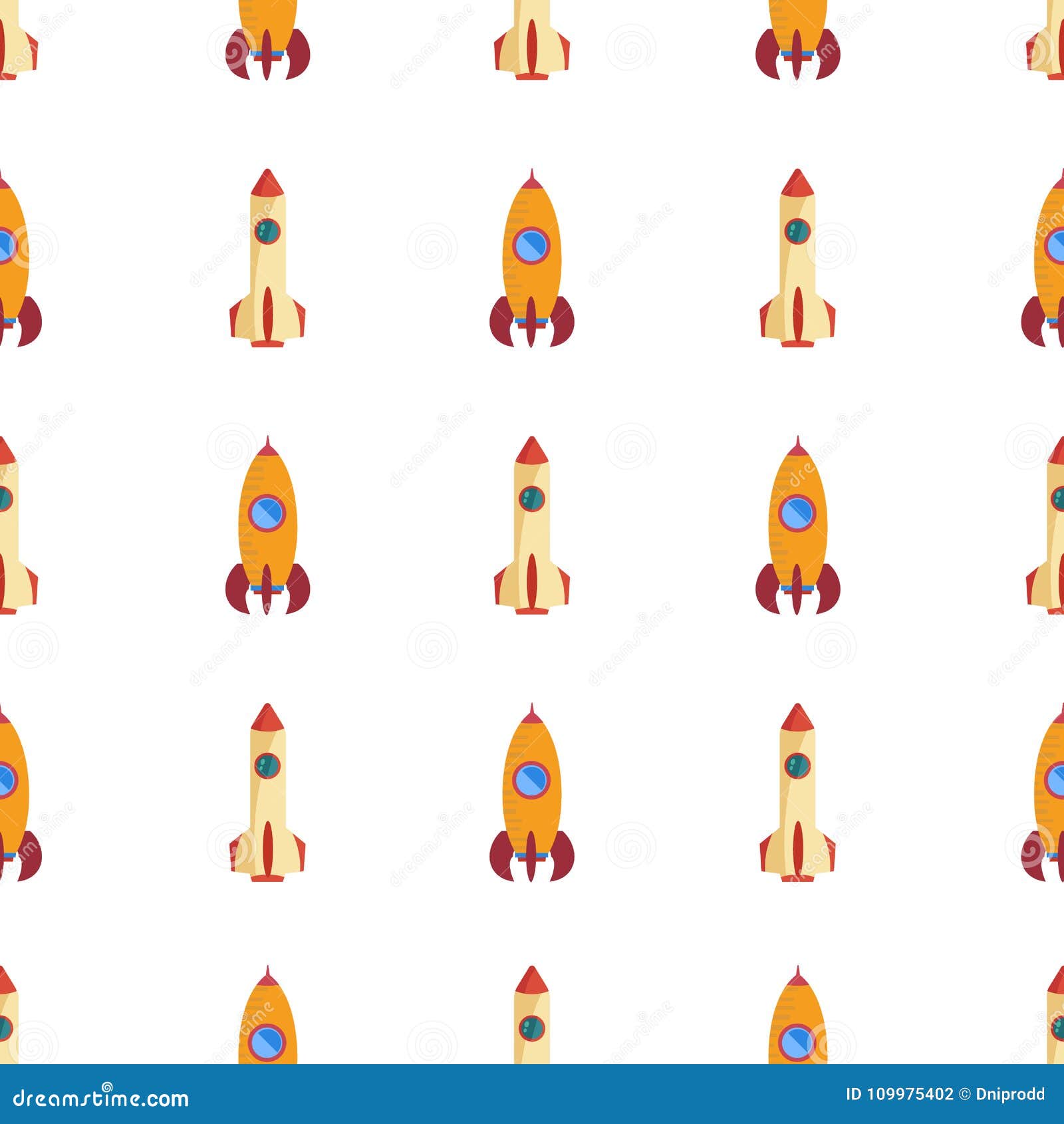 Seamless Pattern with Space Rocket Stock Vector - Illustration of ...