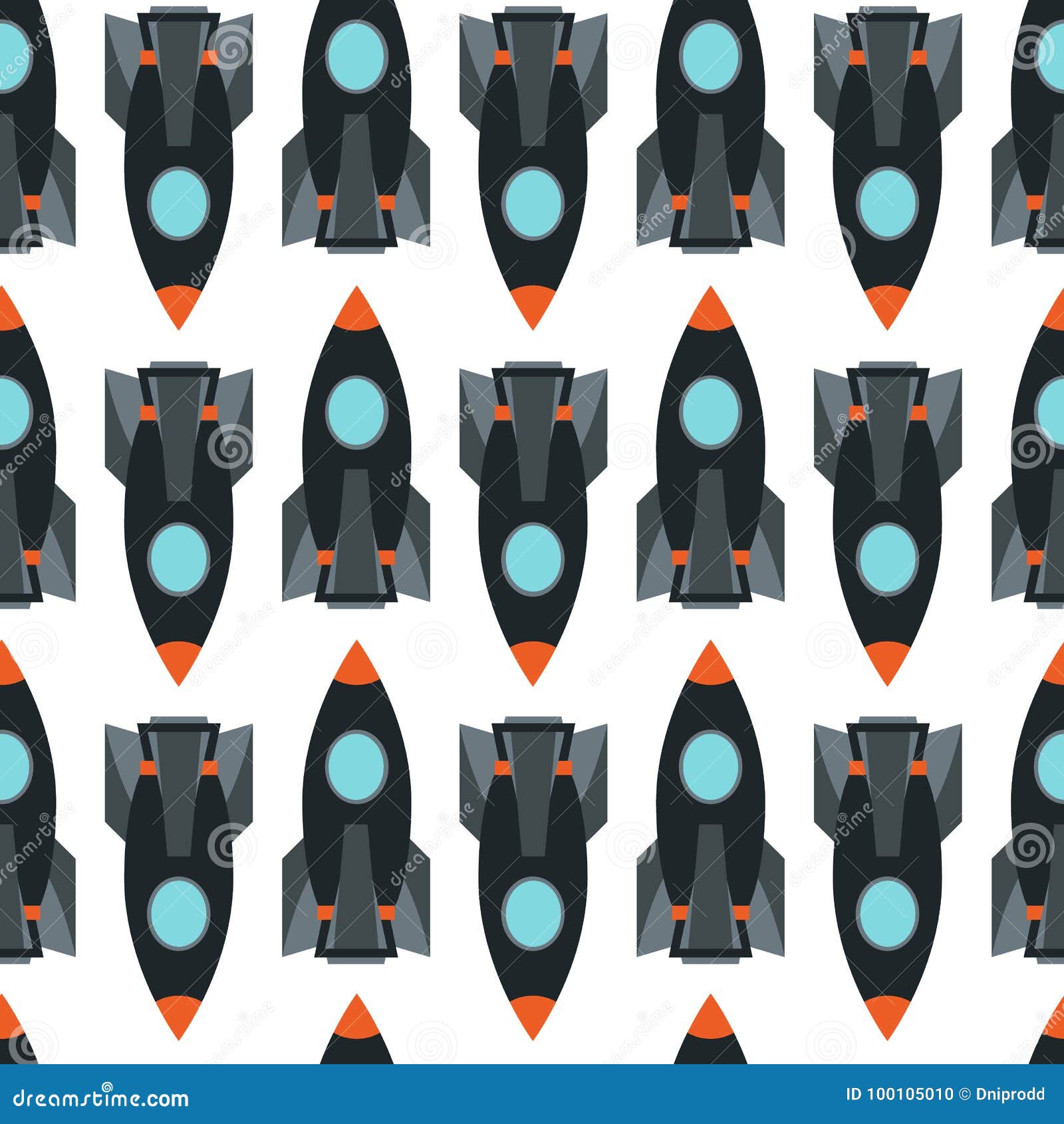 Seamless Pattern with Space Rocket. Stock Vector - Illustration of ...