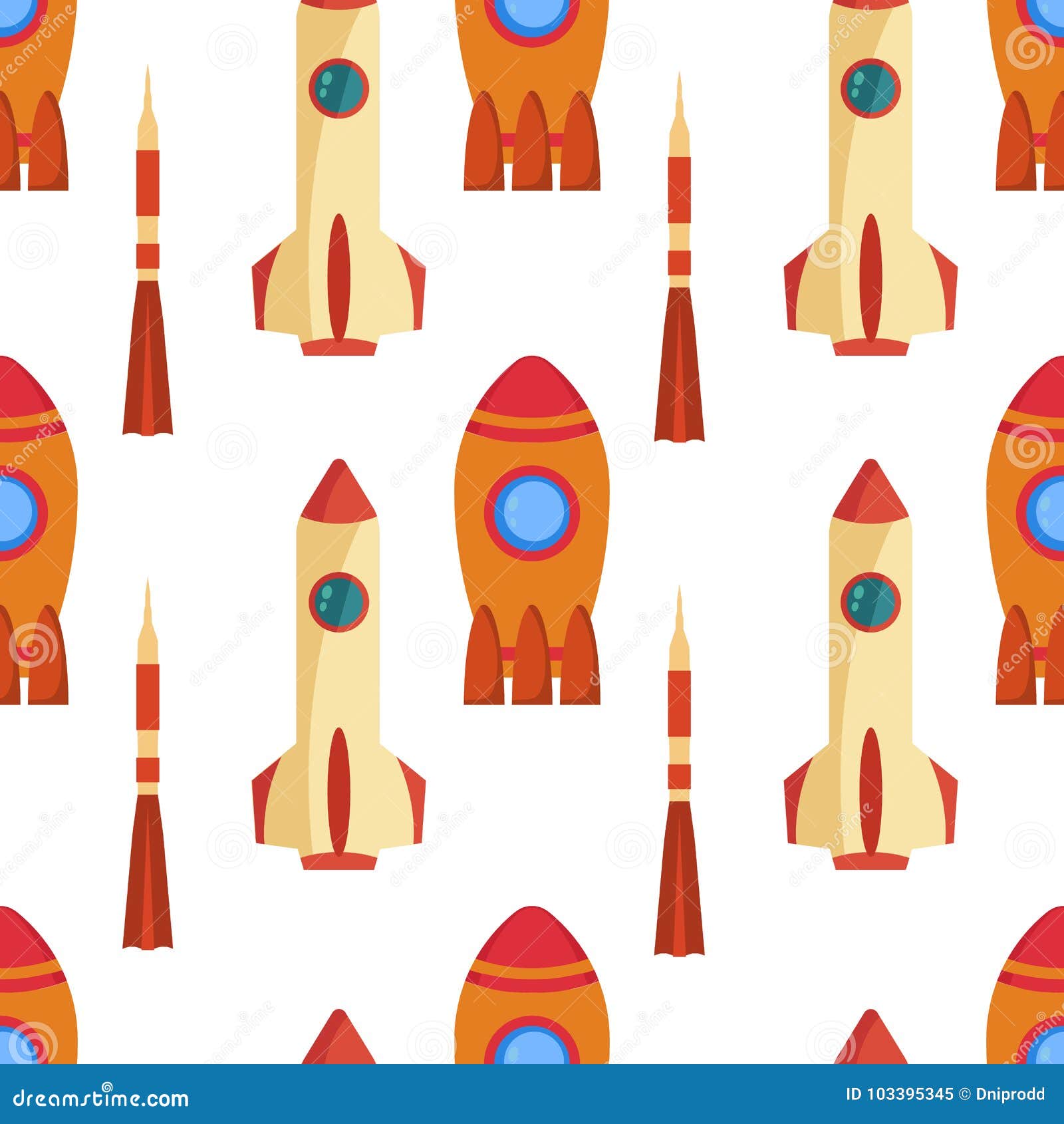Seamless Pattern with Space Rocket. Stock Vector - Illustration of ...