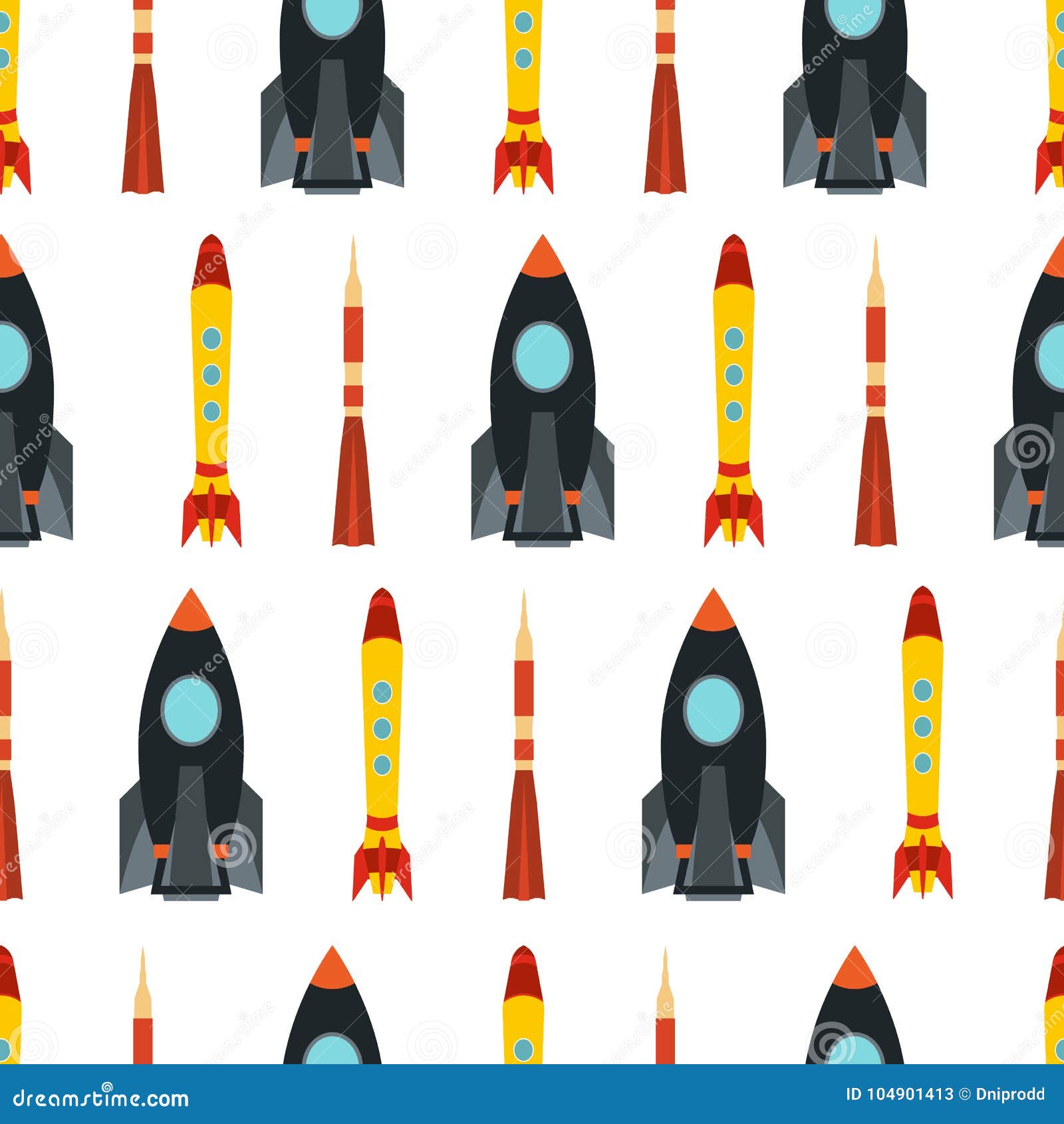 Seamless Pattern with Space Rocket. Stock Vector - Illustration of ...