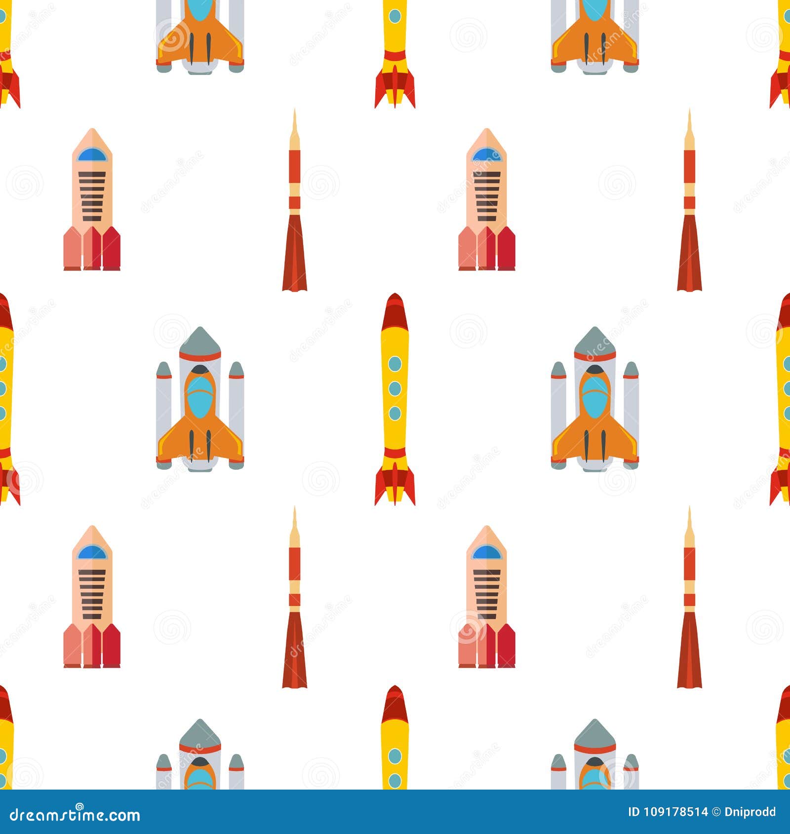Seamless Pattern with Space Rocket Stock Vector - Illustration of icon ...