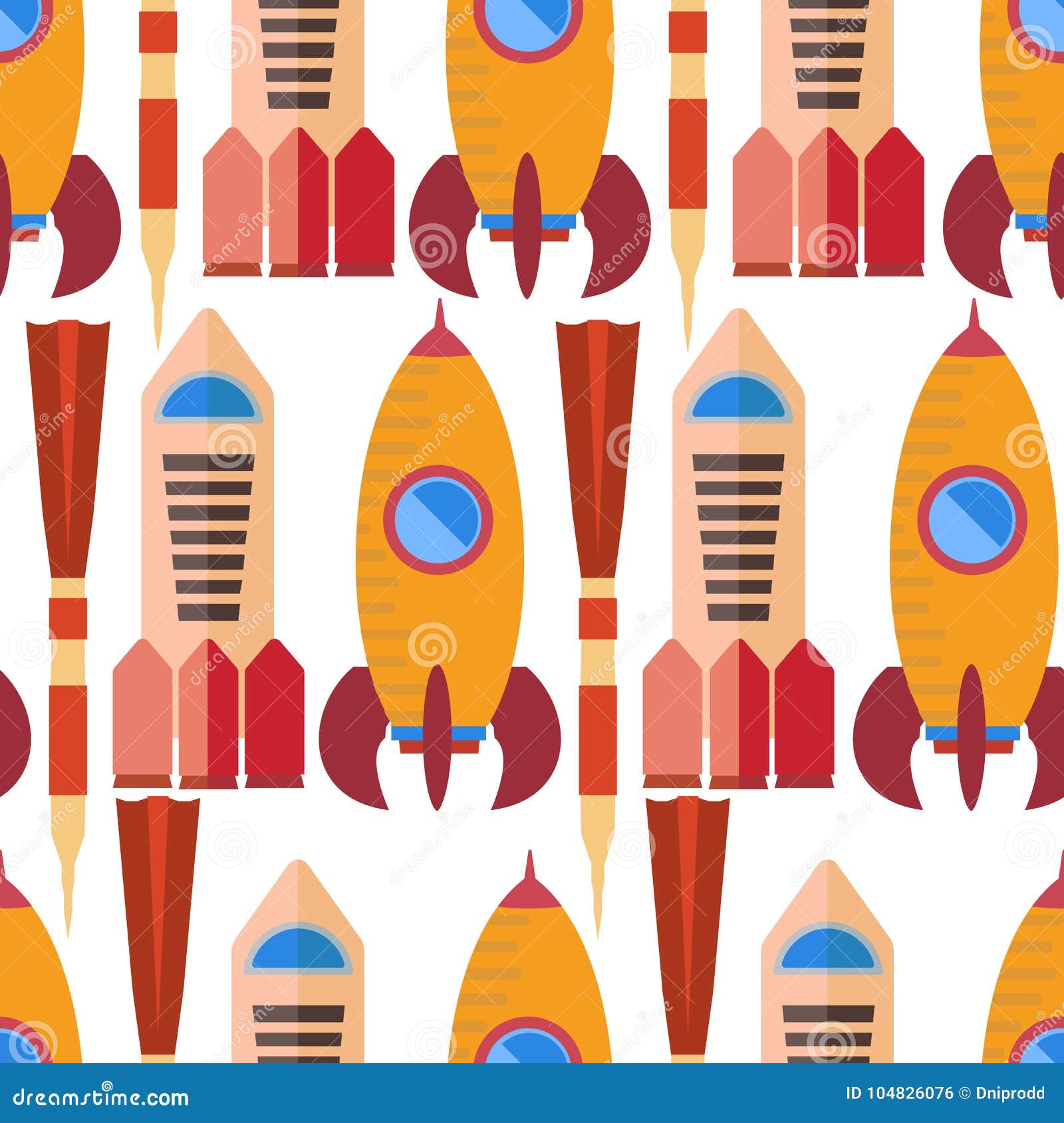 Seamless Pattern with Space Rocket Stock Vector - Illustration of ...