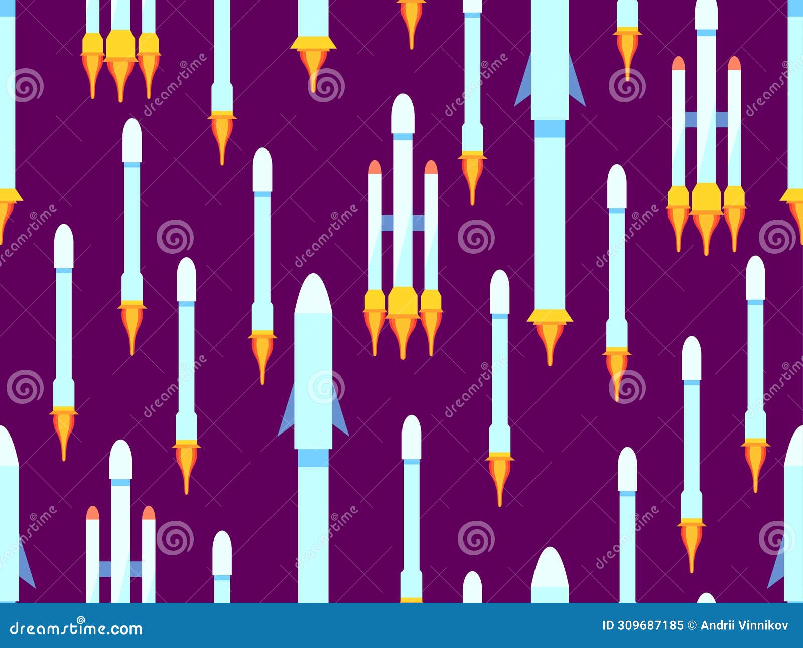 Seamless Pattern with Space Rockets. Orbital Launch Vehicle. Spacecraft ...