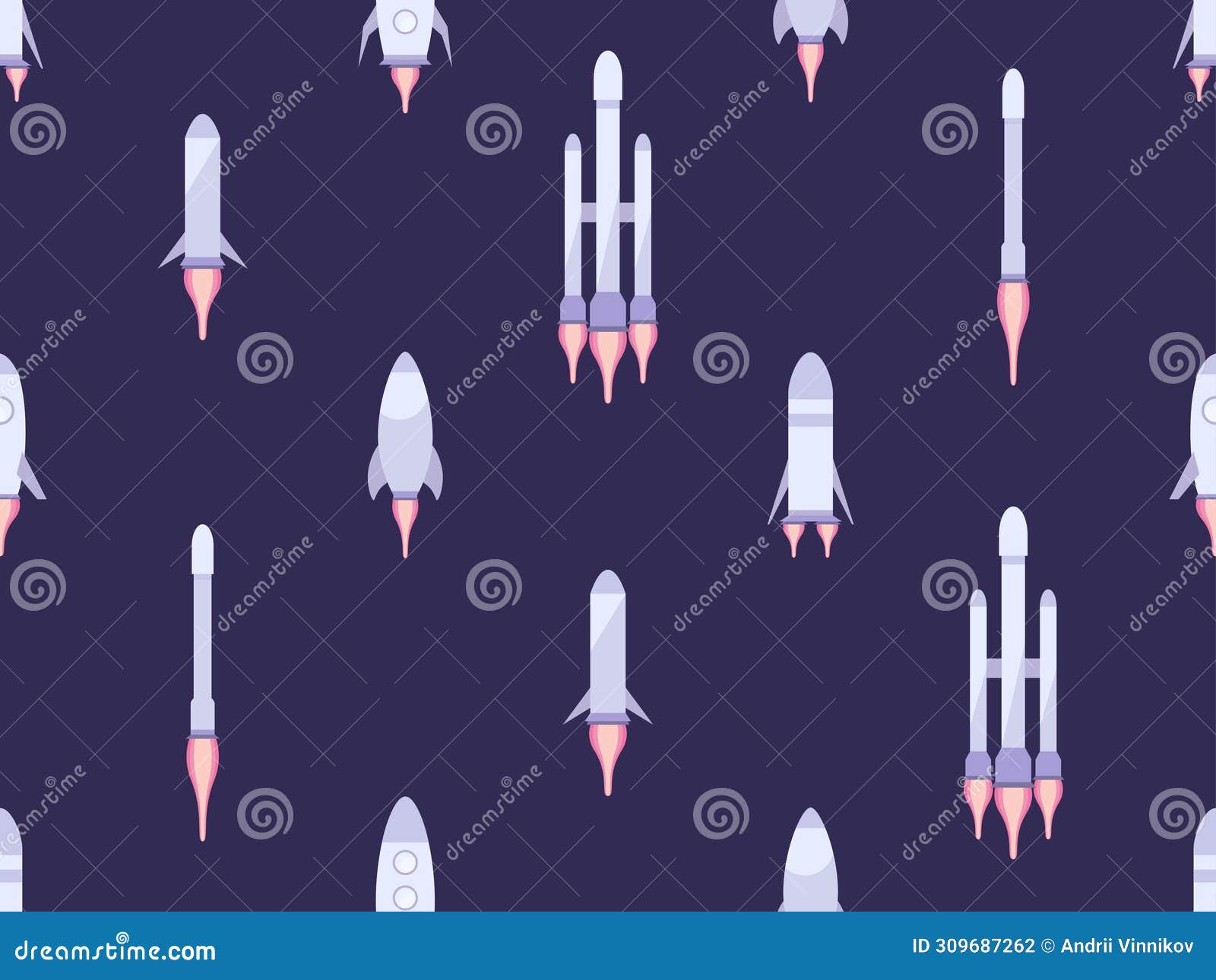 Seamless Pattern with Space Rockets. Orbital Launch Vehicle. Spacecraft ...
