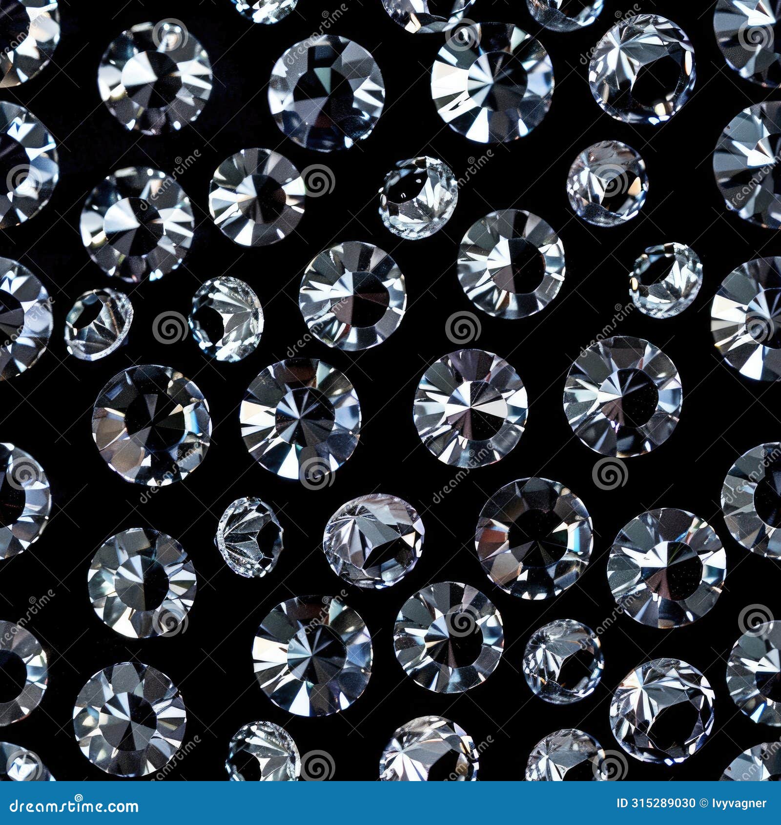 Seamless Pattern of Sparkling Diamonds on a Black Background Stock ...