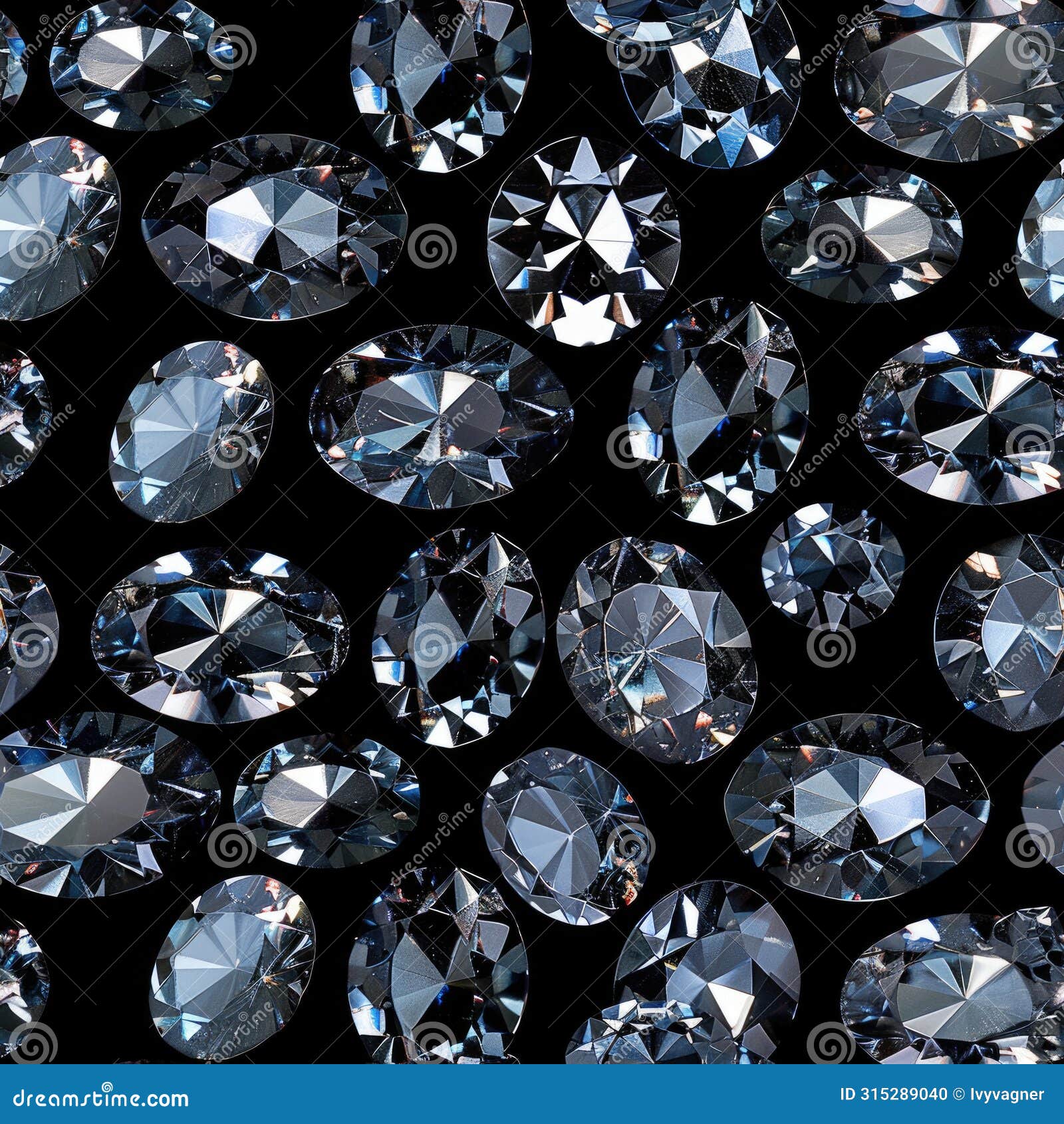 Seamless Pattern of Sparkling Diamonds on a Black Background Stock ...