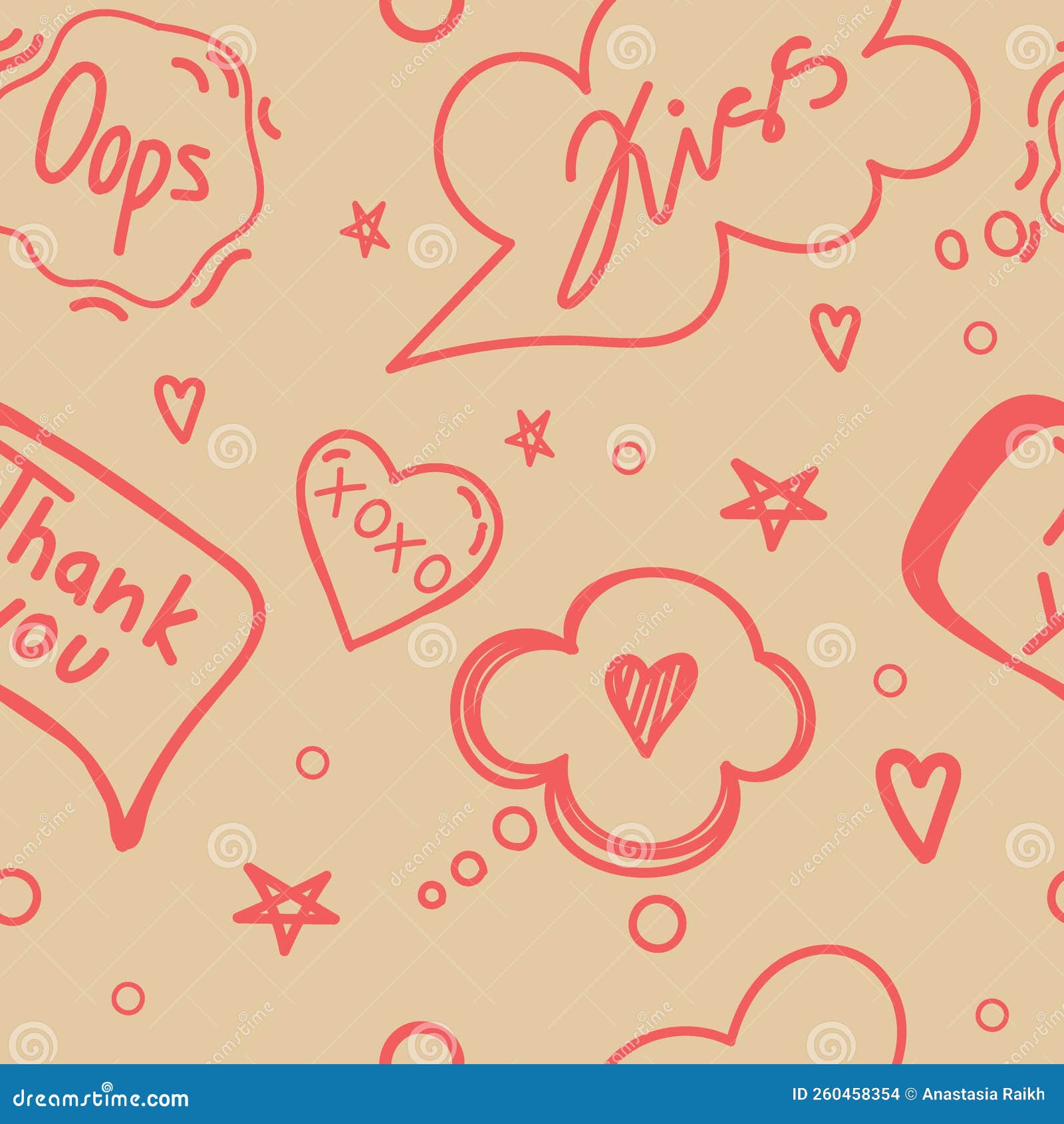 A Seamless Pattern of Speech Bubbles with Dialog Words, Hand-drawn ...