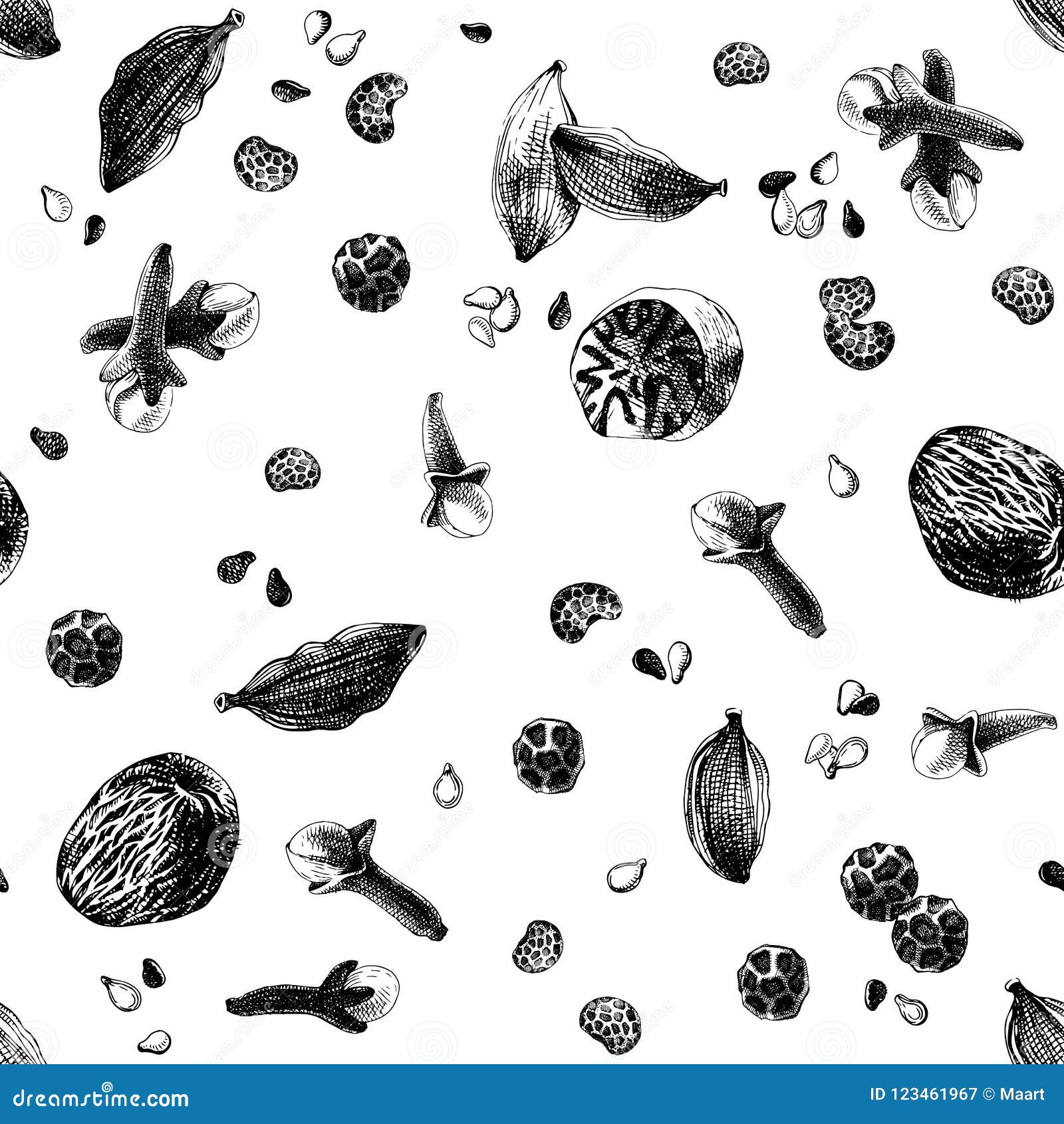 Seamless Pattern with Spices Stock Vector - Illustration of pepper ...