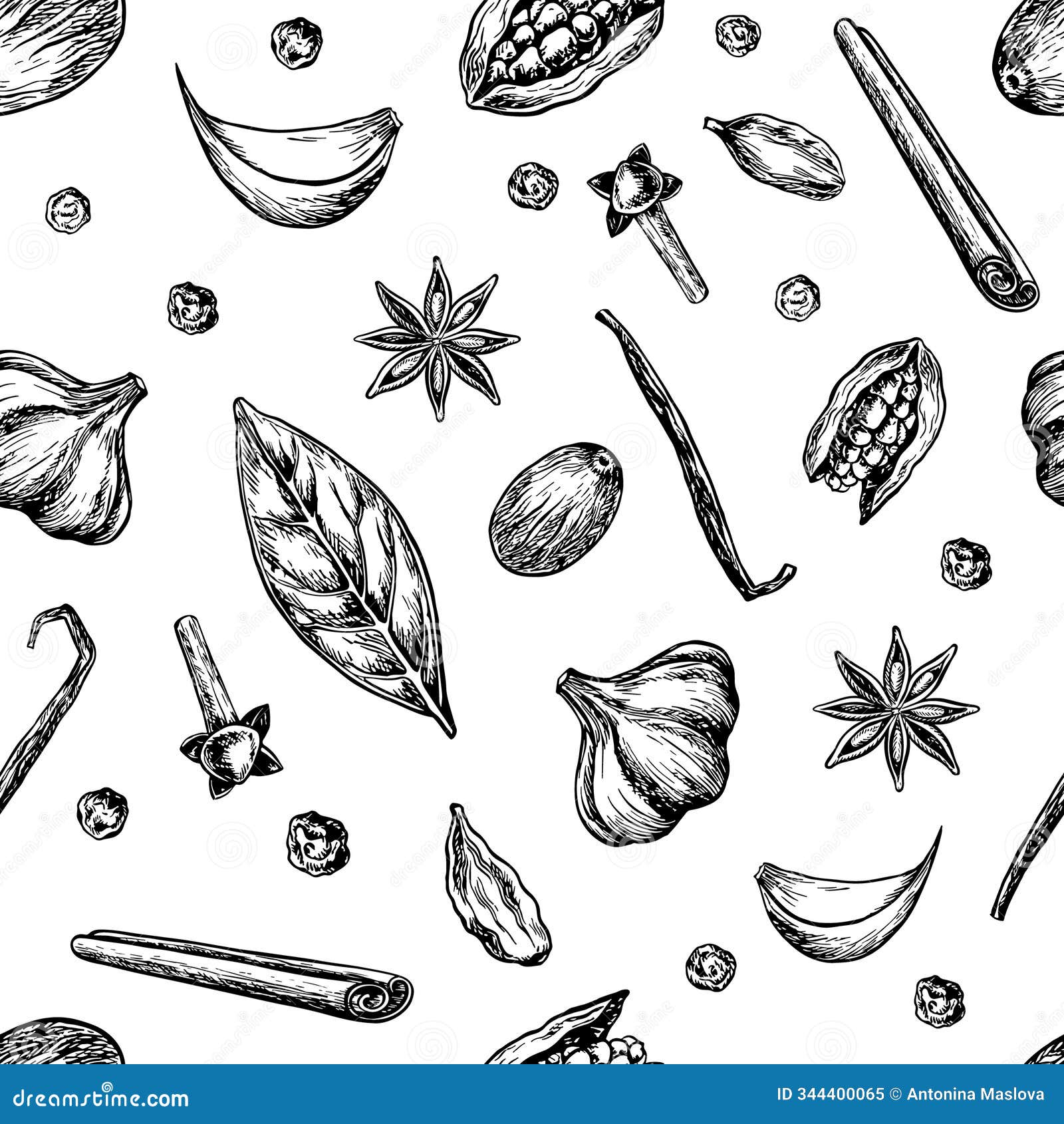 Seamless Pattern with Spices. Vector Graphics with the Image of ...