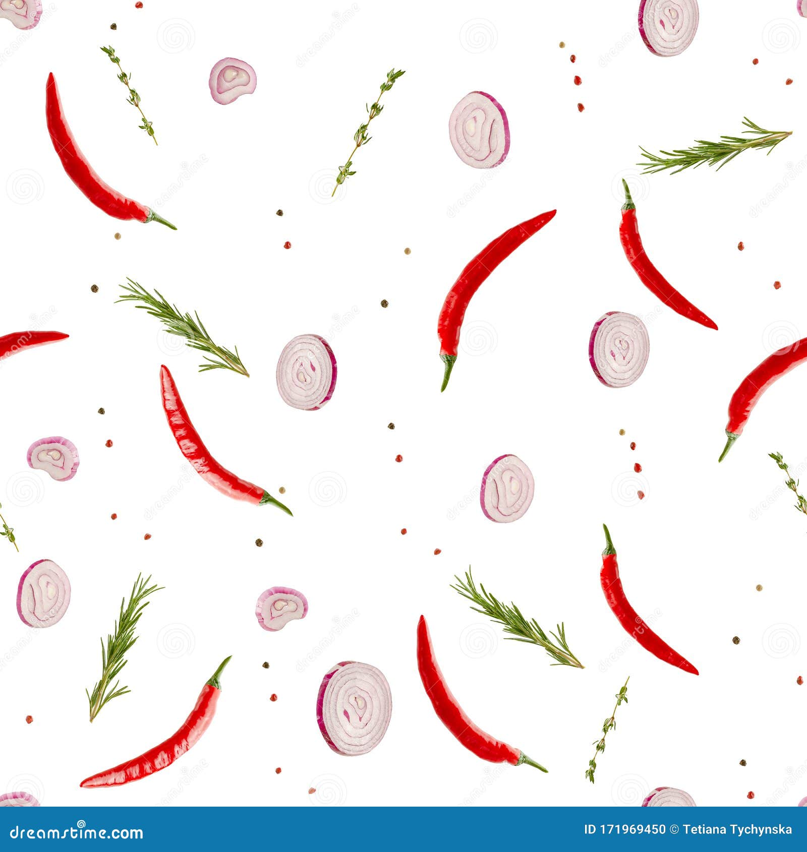 Seamless Pattern of Spices on White Background. Food Texture ...