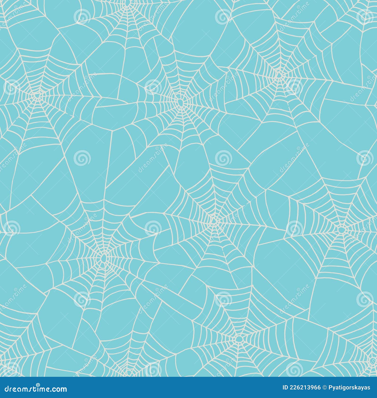 Seamless Pattern with Spider Web on Sky Blue Background Stock Vector ...