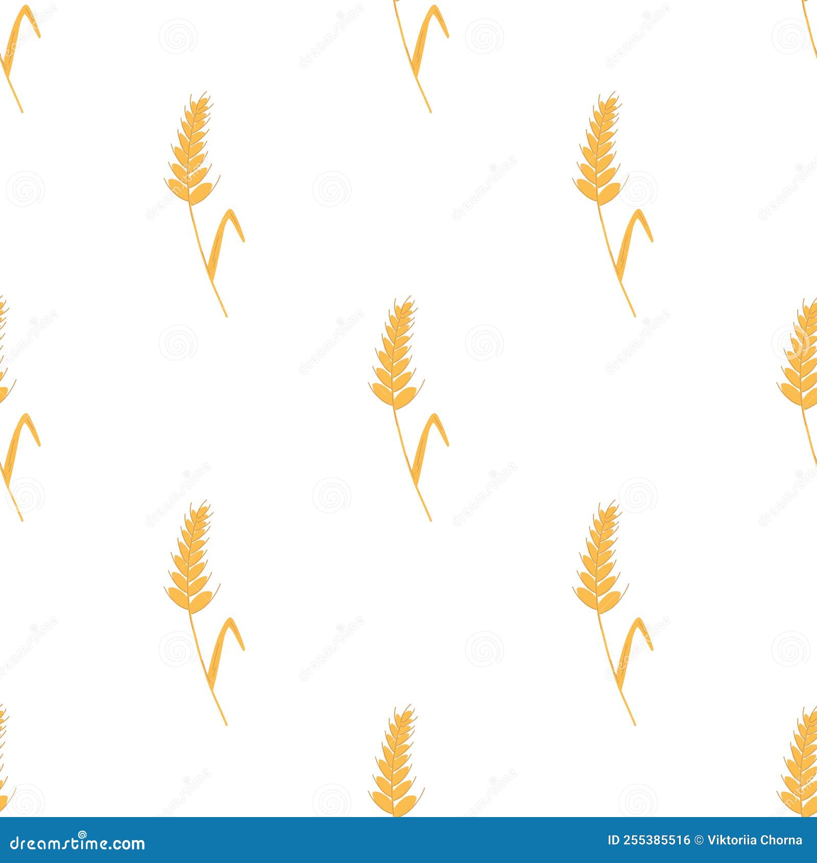 Seamless Pattern with Spikelets and Grains of Wheat on White Background ...