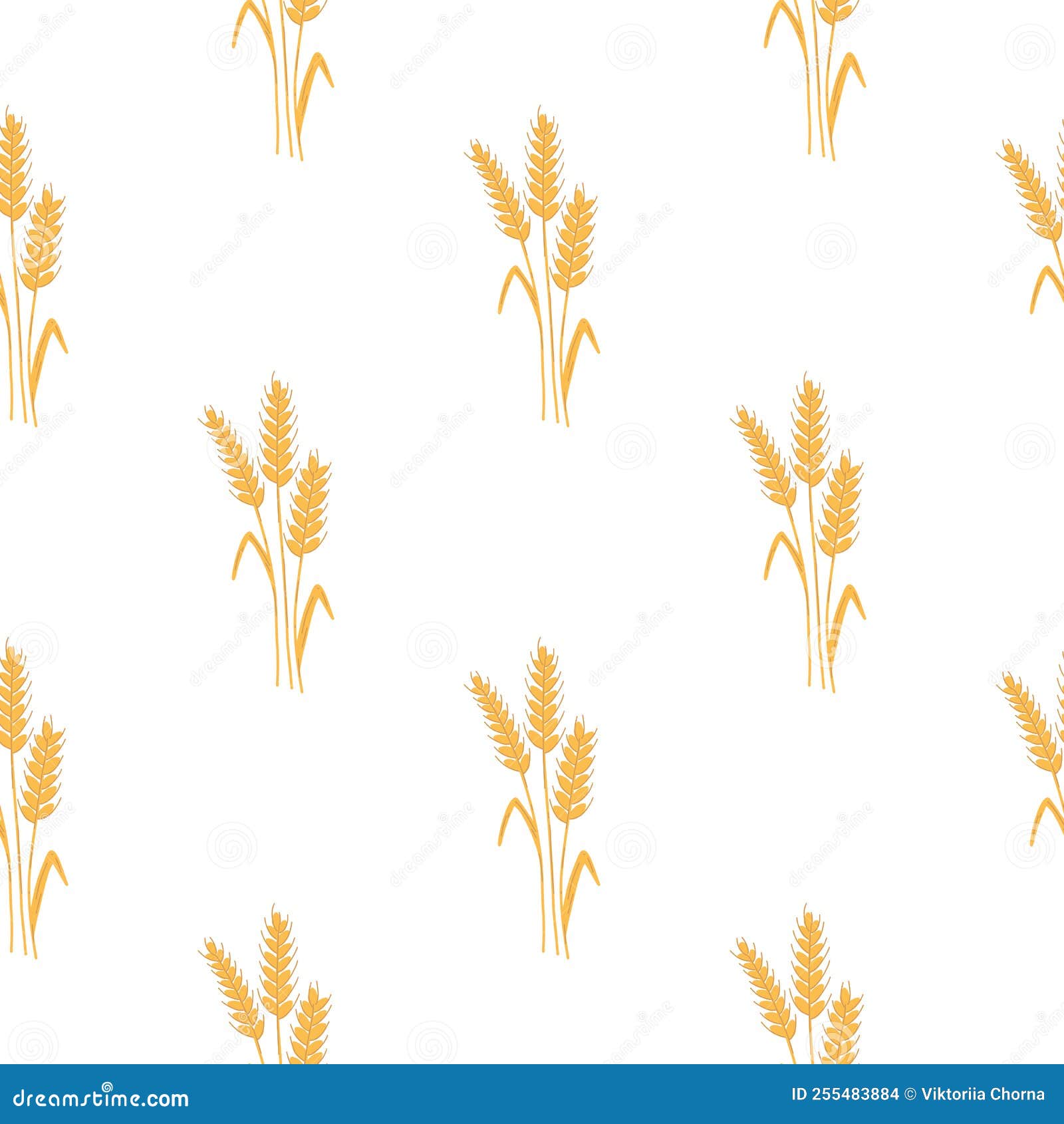 Seamless Pattern with Spikelets and Grains of Wheat on White Background ...