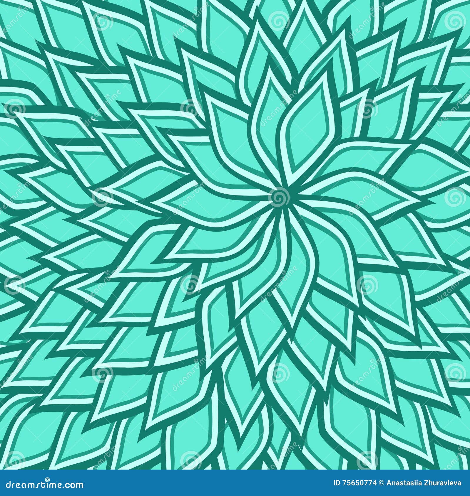 Seamless Pattern of Spiral Blue Lotus Flower Stock Illustration ...