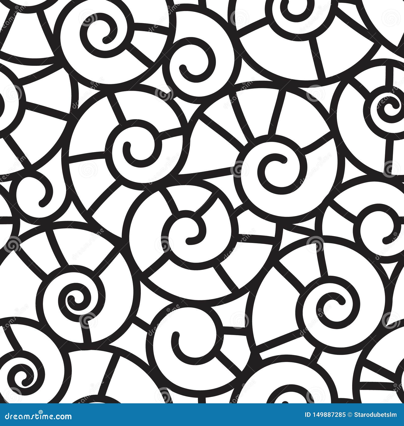 Seamless Pattern with Spiral Curls Stock Vector - Illustration of ...