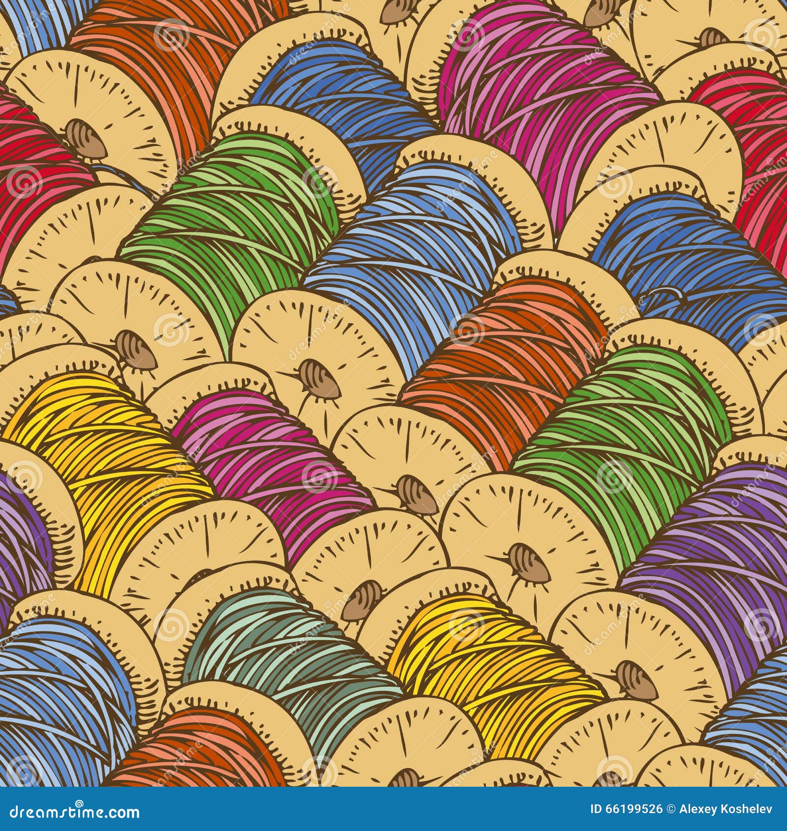 Seamless Pattern With Spools Of Thread Stock Vector Illustration Of