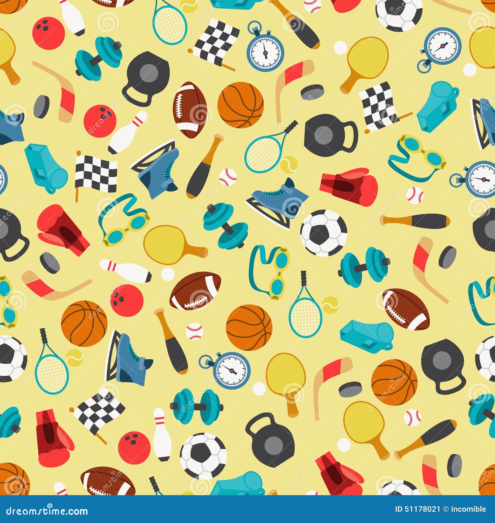Seamless Pattern of Sport Icons Stock Vector - Illustration of ...