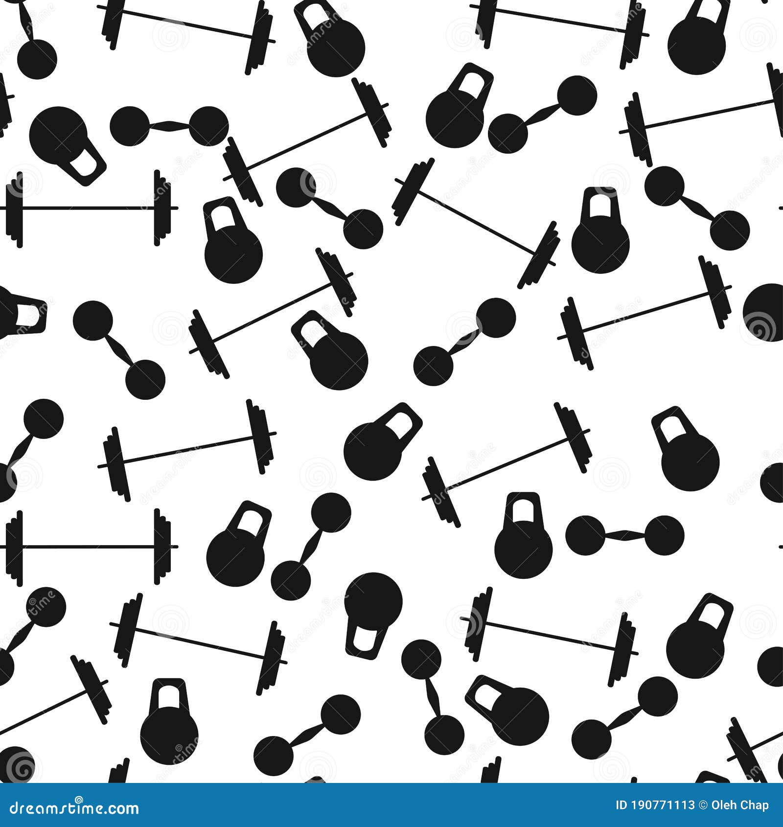 Seamless Pattern Sports Dumbbell. Stock Vector - Illustration of ...