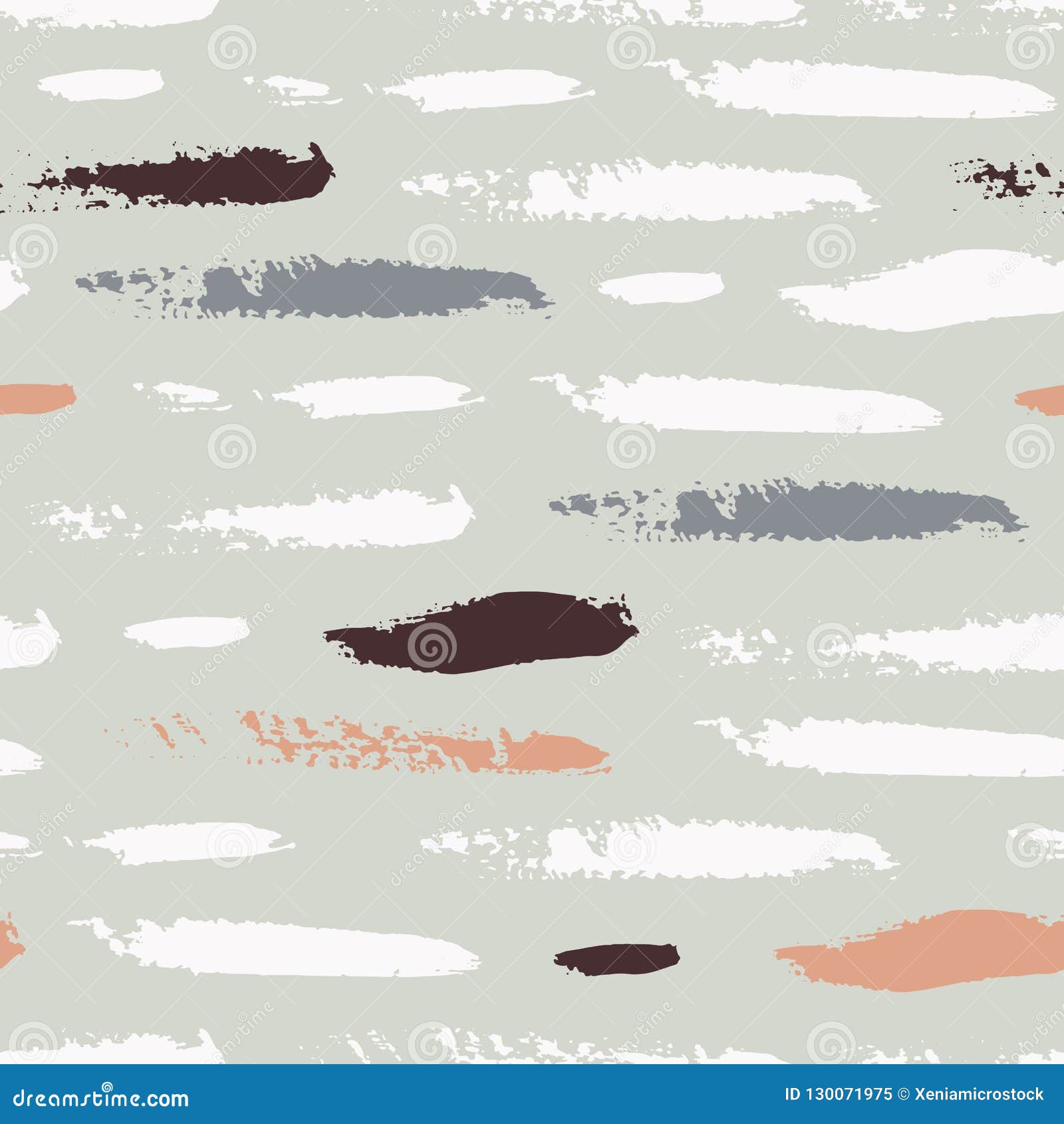 Seamless Pattern with Spots, Stripes, Circles, Strokes Painted with Ink ...