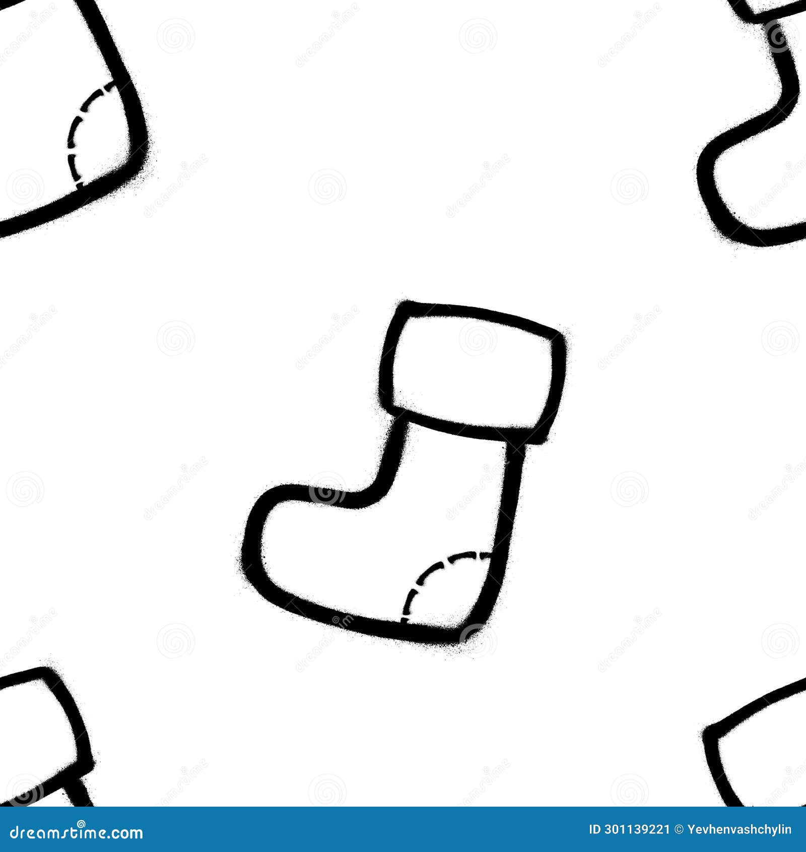 Seamless Pattern of Sprayed Christmas Stocking for Gifts with Overspray ...