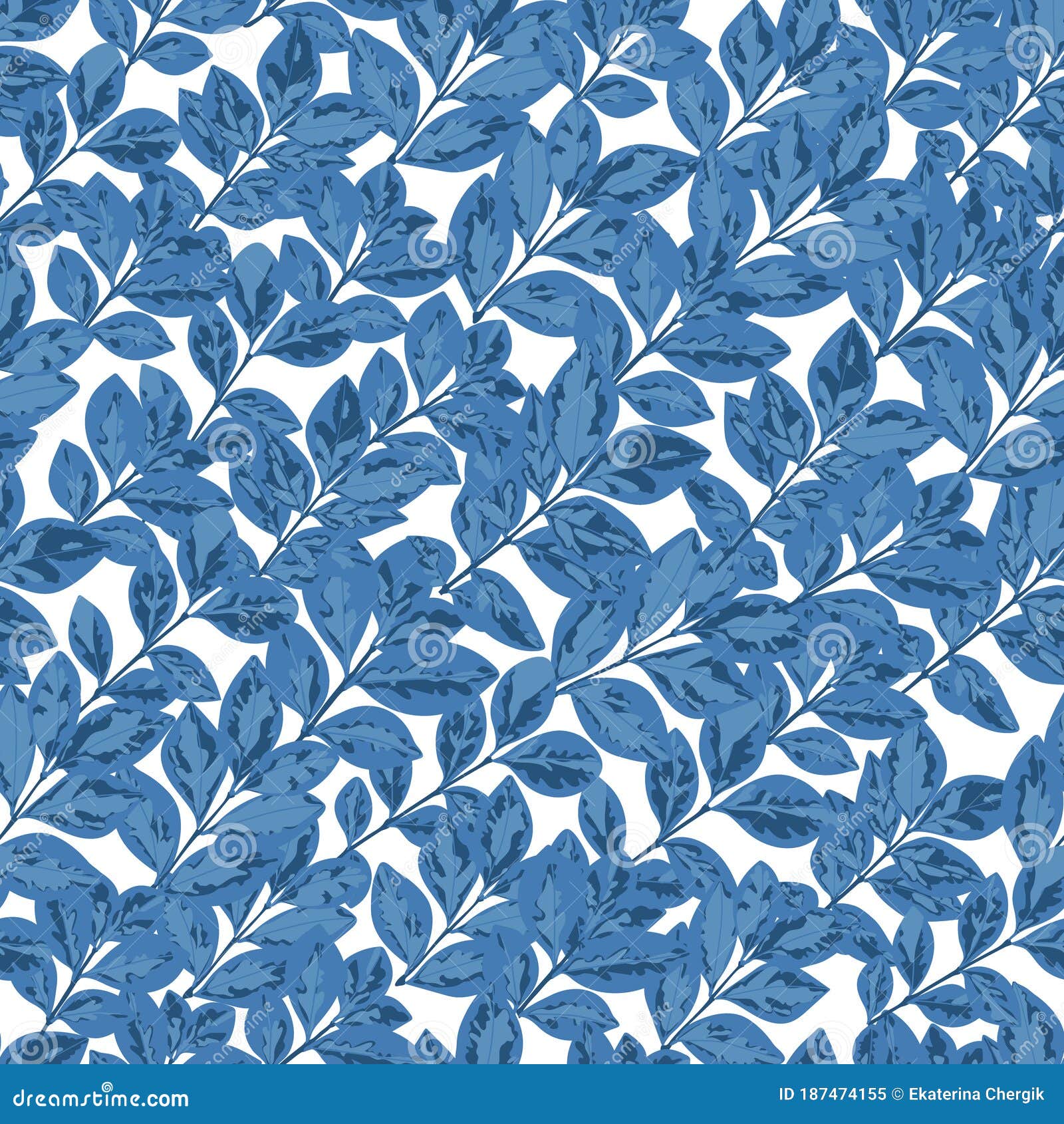 Seamless Pattern with Sprigs of Blue Color Stock Image - Image of blue ...