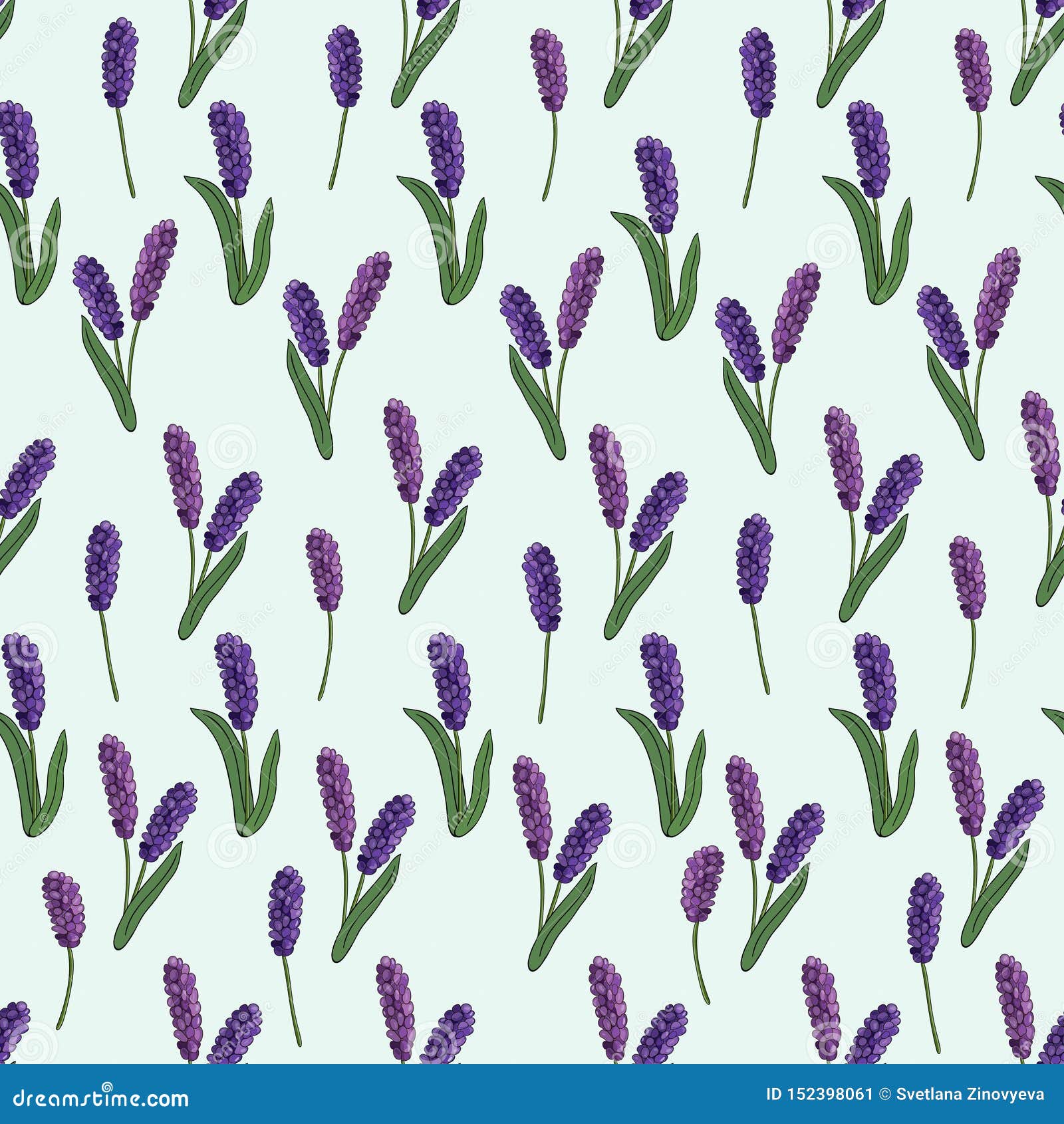 Seamless Pattern of Spring Flowers on a Blue Background. Vector Stock ...