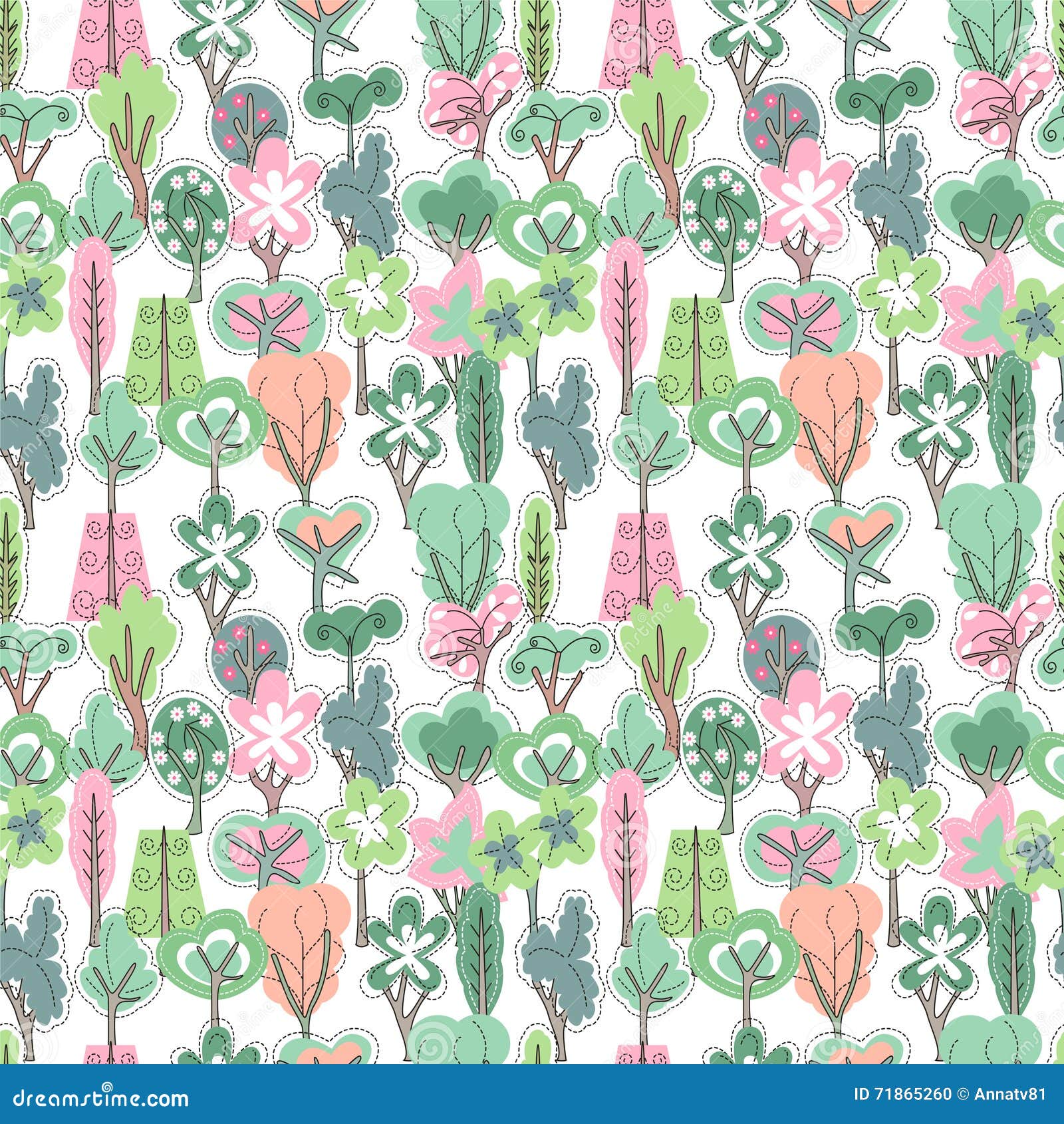 Seamless Pattern with Spring Forest. Stock Illustration - Illustration ...