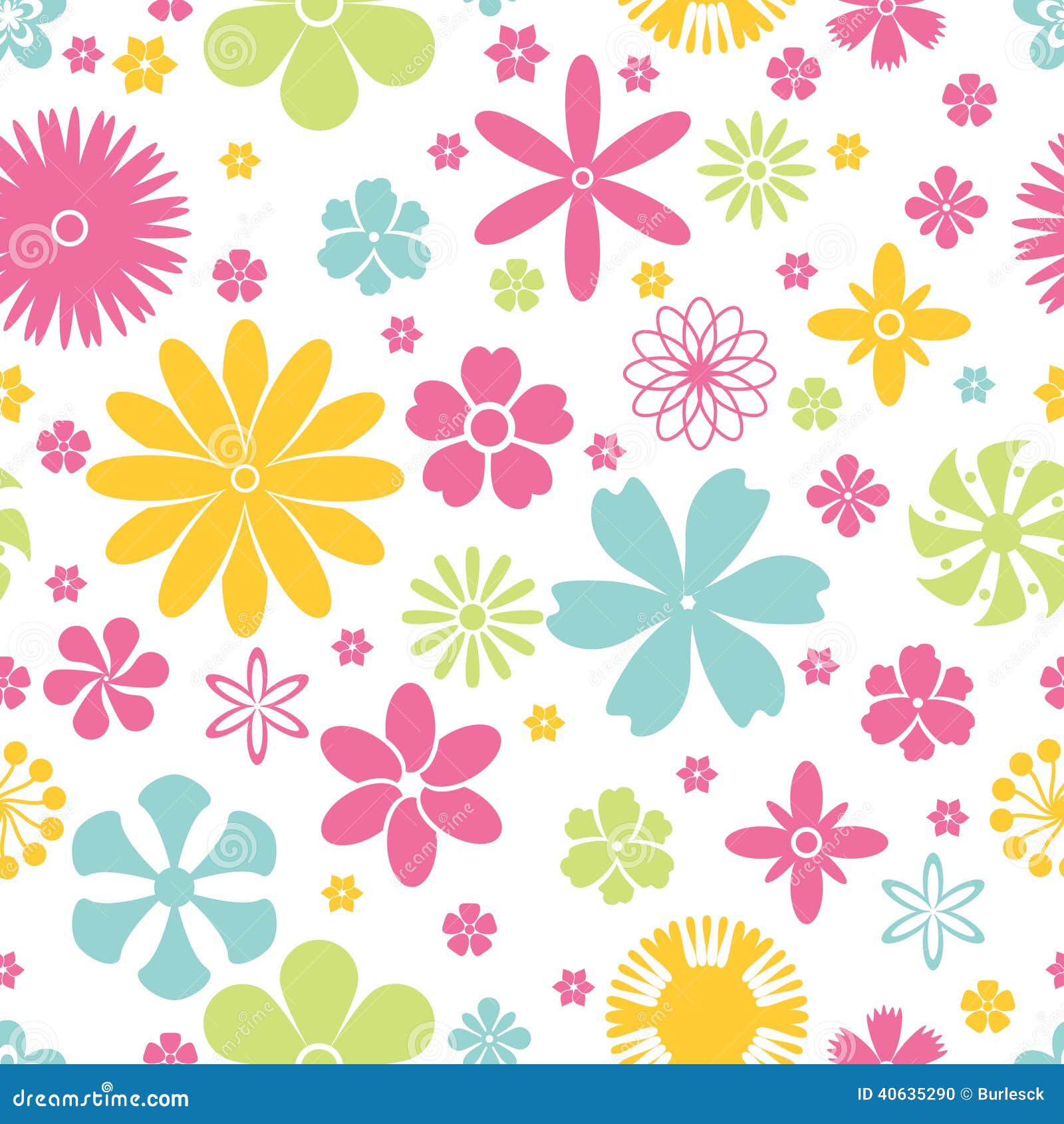 Seamless Pattern of Spring and Summer Flowers Stock Vector ...