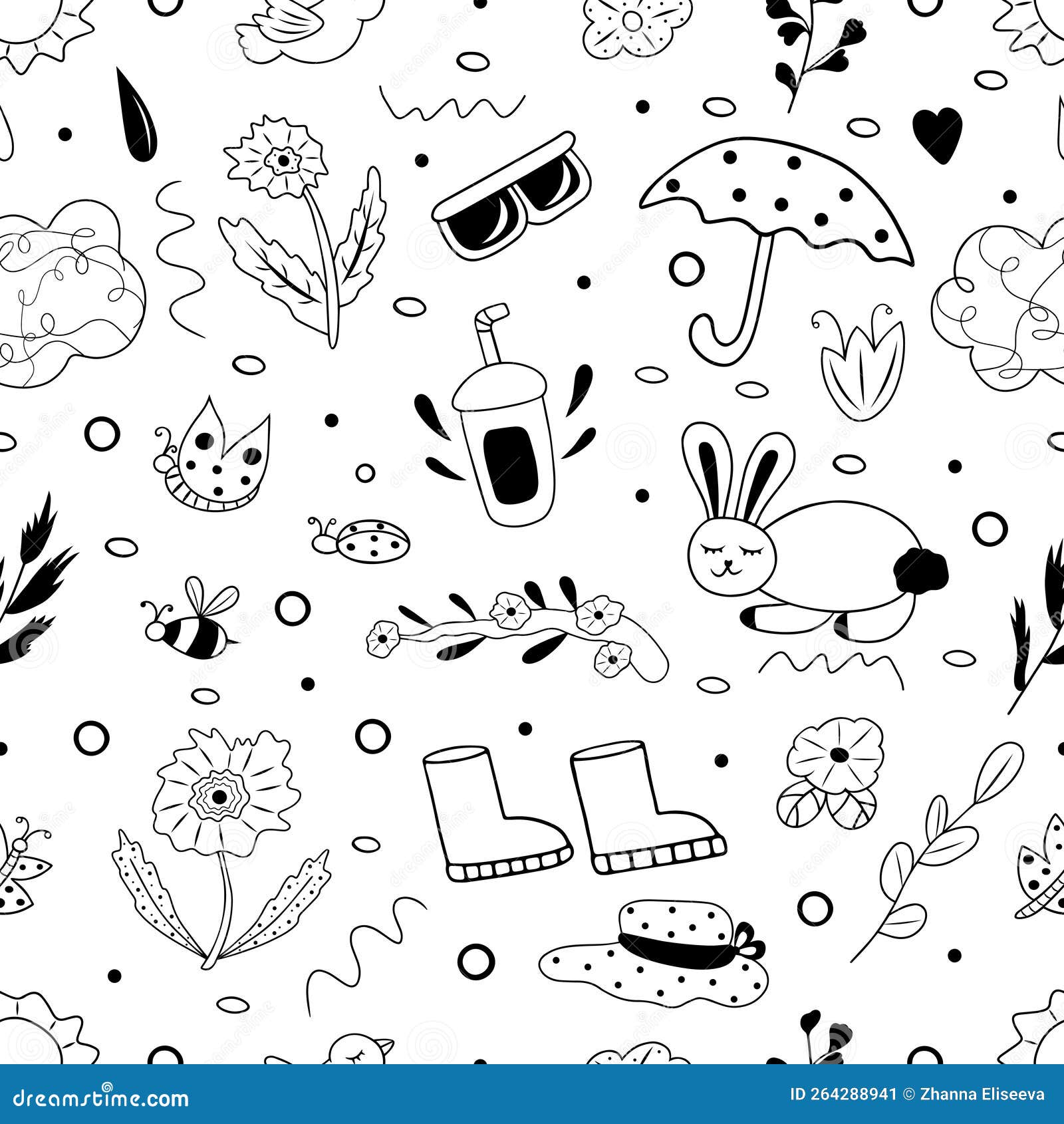 Seamless Pattern on a Spring Theme Stock Vector - Illustration of ...