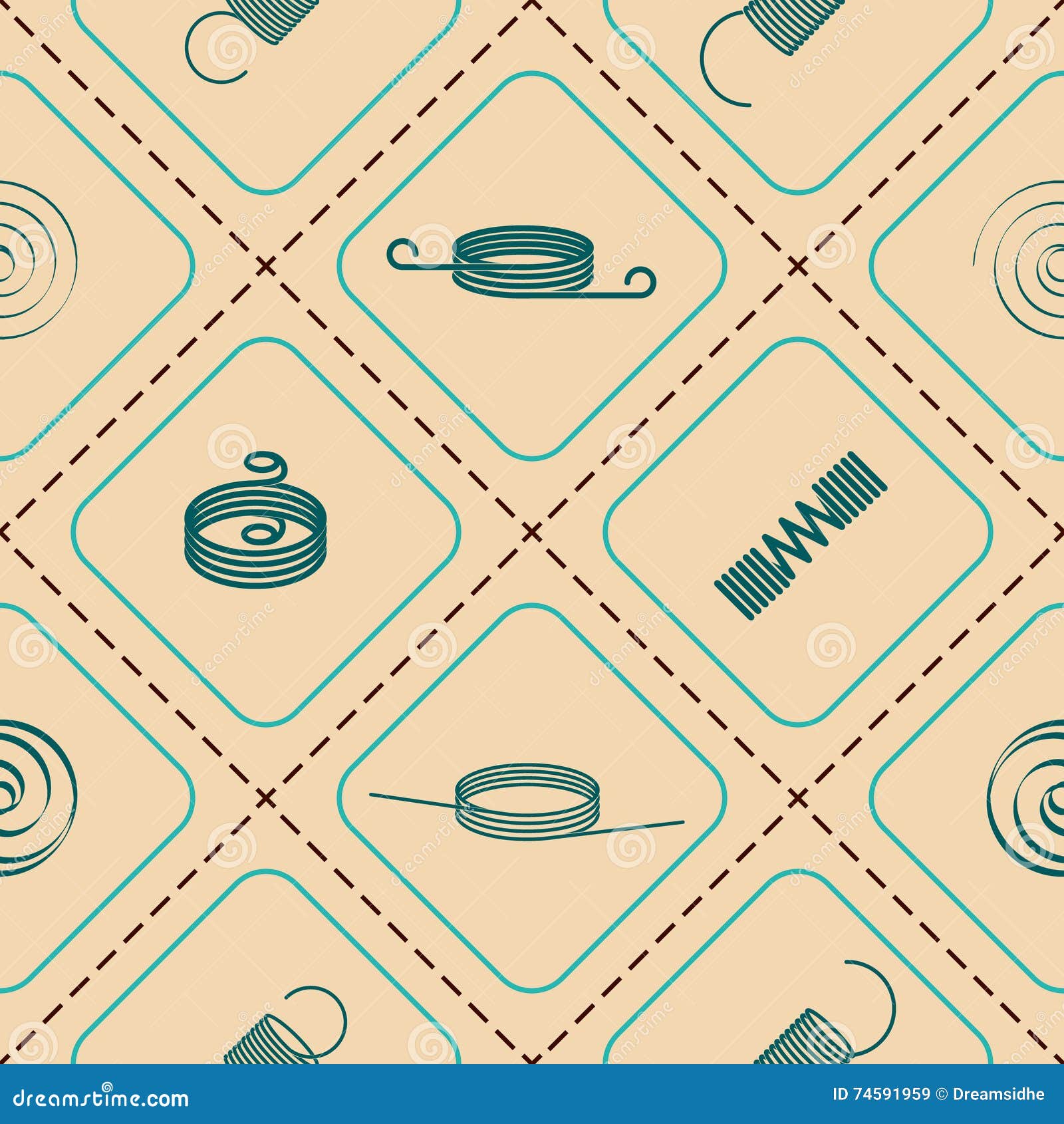 Seamless Pattern with Springs Stock Vector - Illustration of extend ...
