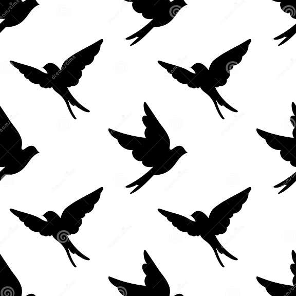 Seamless Pattern of Springtime Birdie Swallow. Spring Bird. Background Design Stock Illustration ...