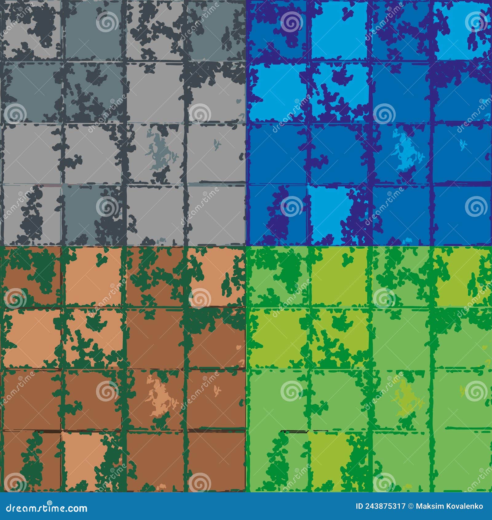 Seamless Pattern Square Tile or Wall Covered with Grass. Flat Vector ...