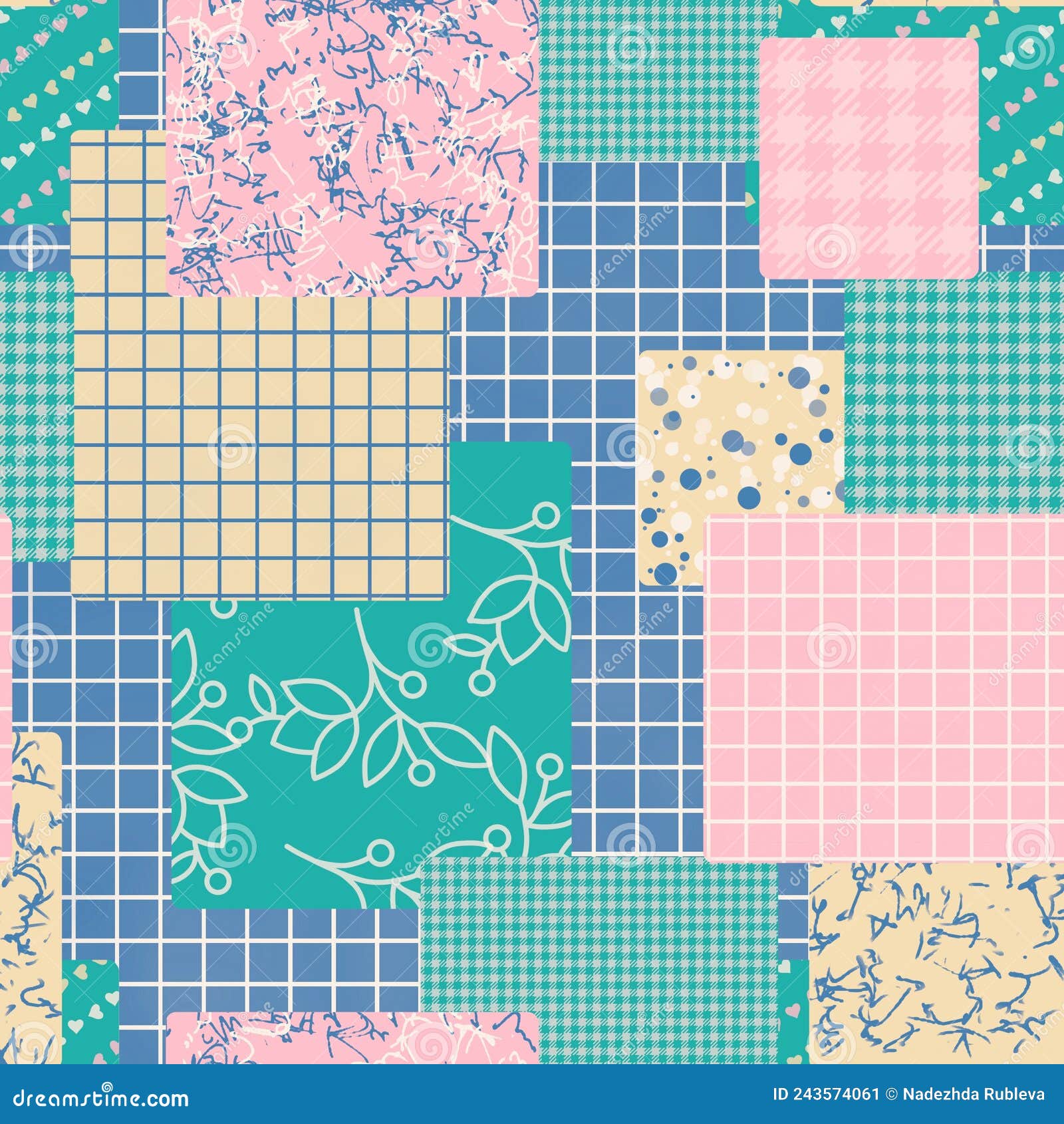 A Seamless Pattern of Squares that Mimics a Patchwork Quilt. Stock ...