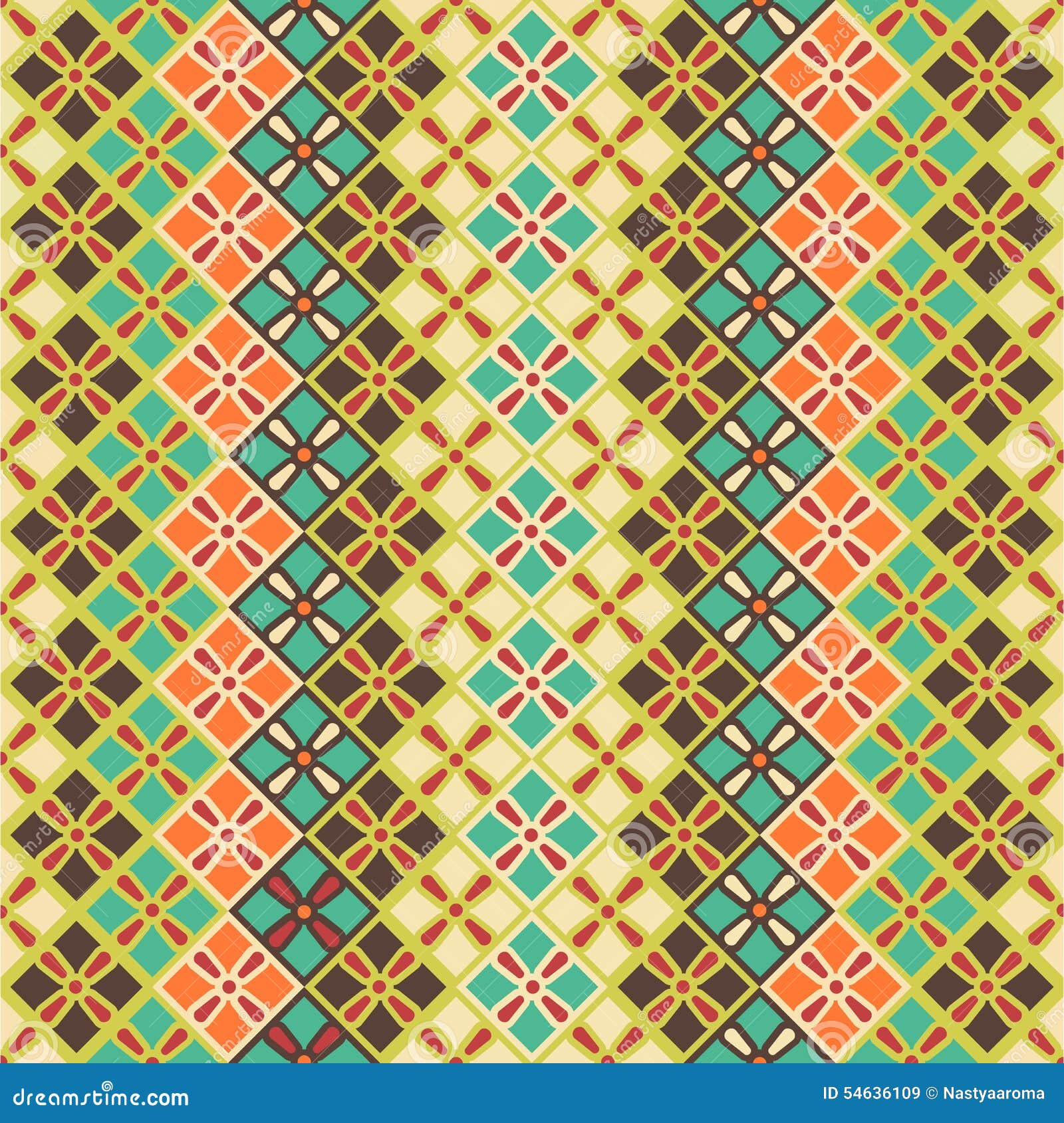Seamless Pattern of Squares in Vintage Style Stock Illustration ...