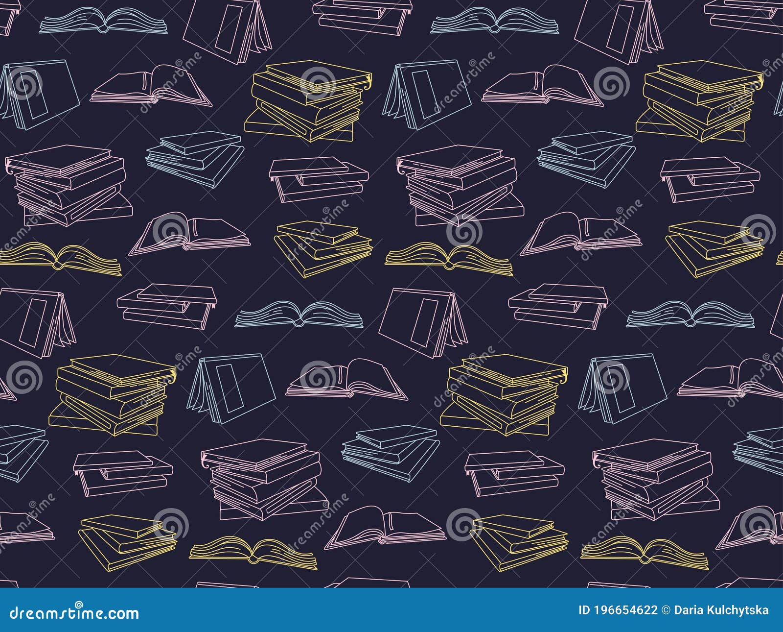 Seamless Pattern Stack of Open Books School Vector Stock Vector ...