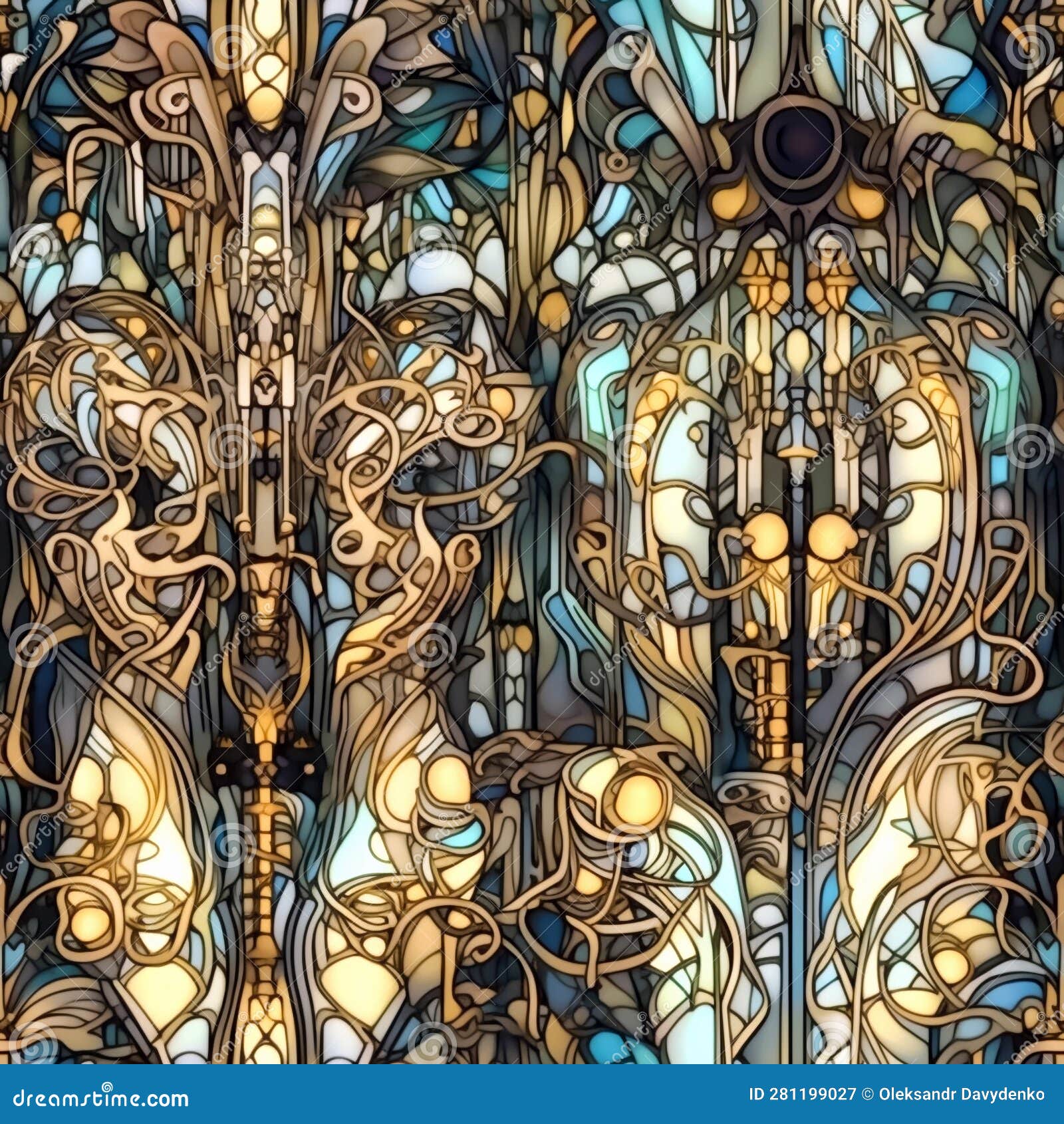 Seamless Pattern with Stained Glass Mosaic Window. Abstract Bachdrop ...