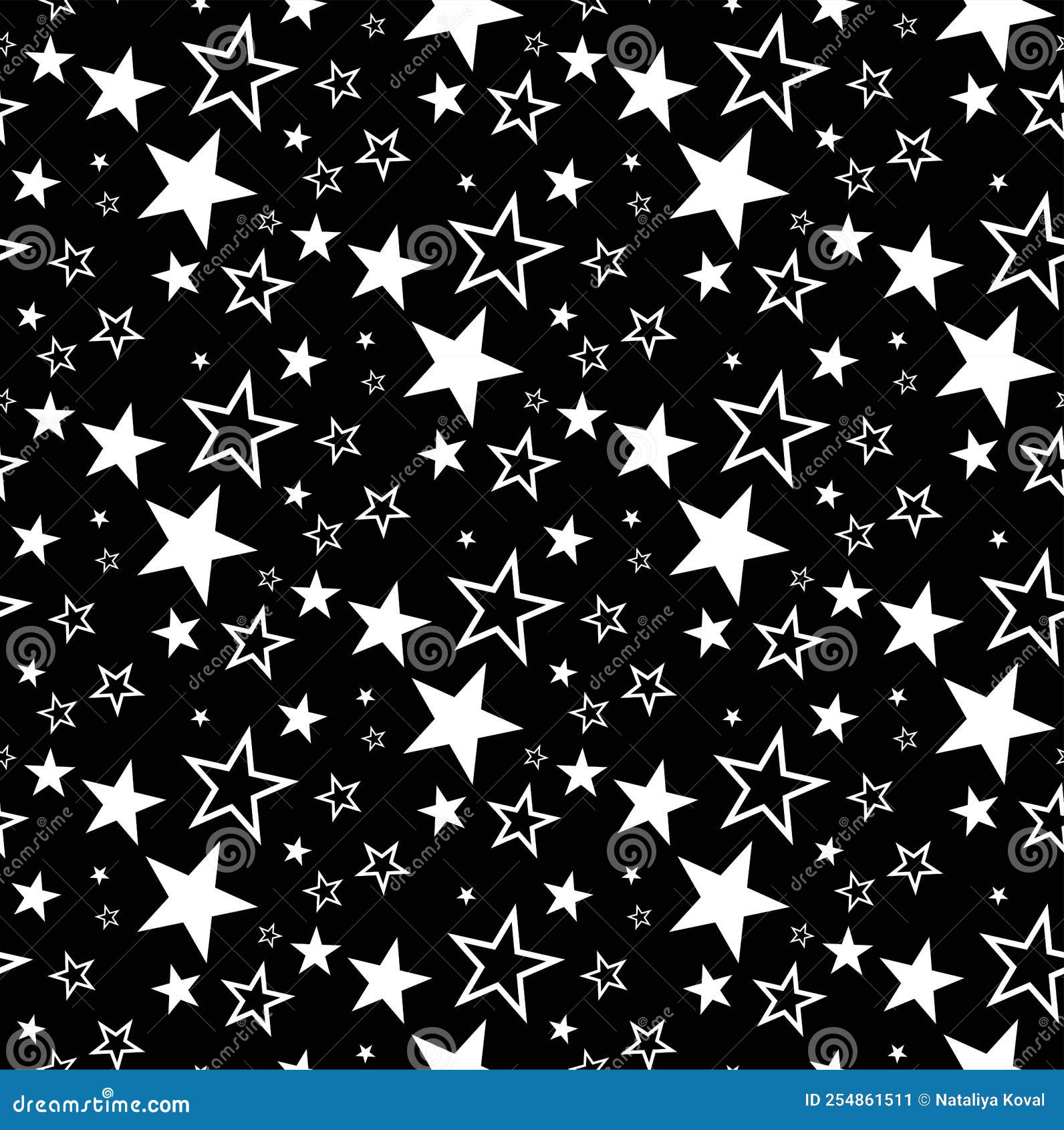 Seamless Pattern with Star in Dark Sky. Stock Vector - Illustration of ...
