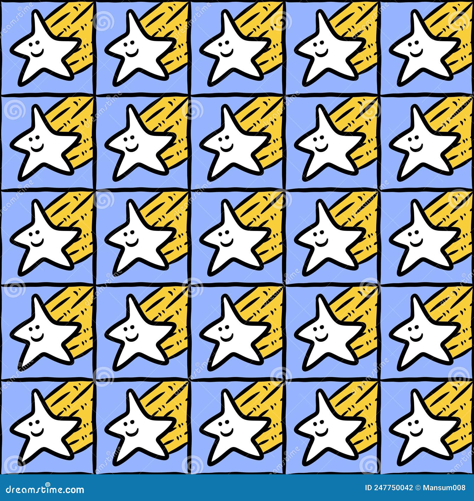 Seamless Pattern of Star Shape Cartoon Stock Illustration ...