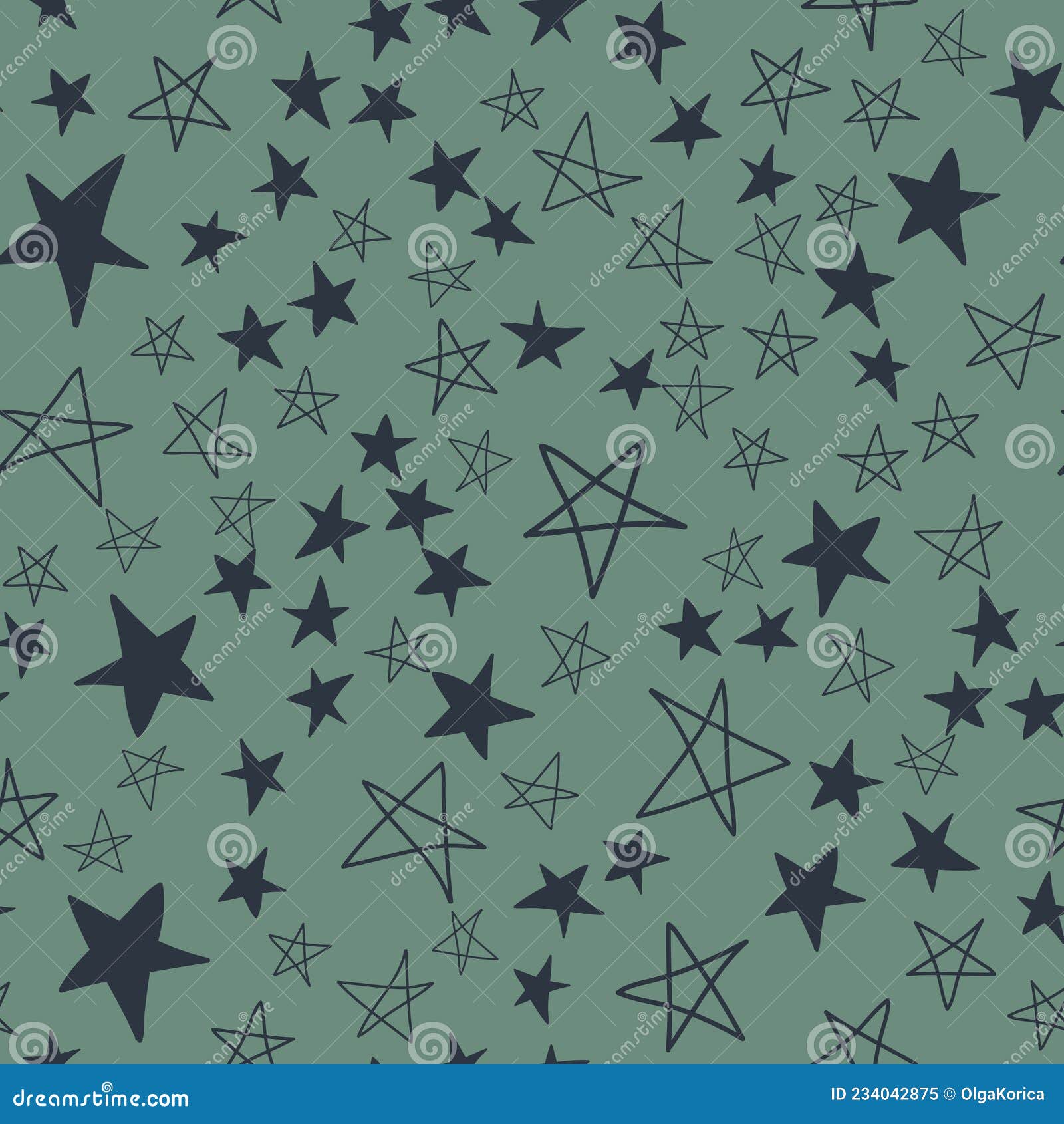 Seamless Pattern, Star Starfall, Green Marsh Design Vector Illustration ...