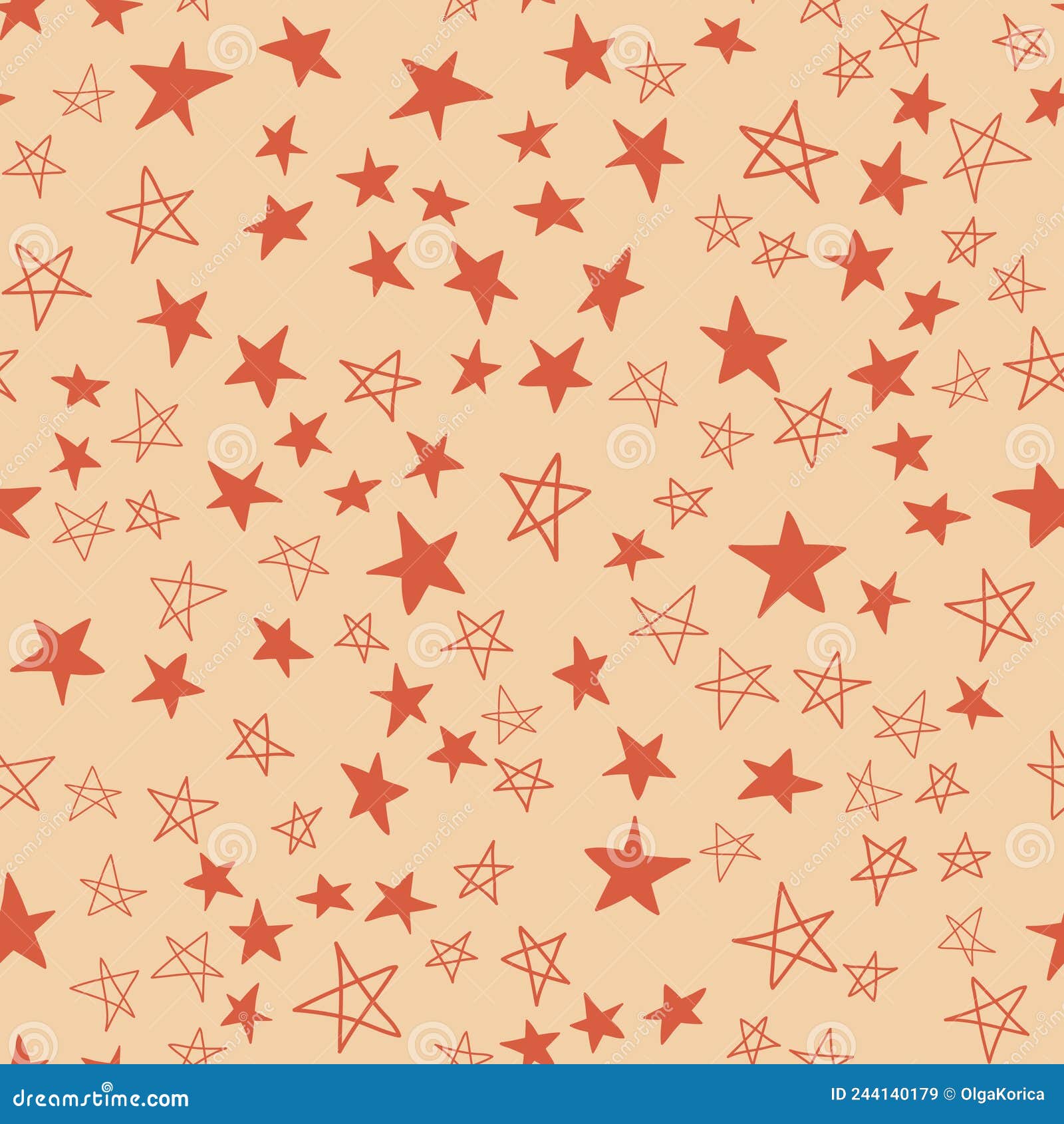 Seamless Pattern, Star in Starfall Sky, Illustration Design with Star ...