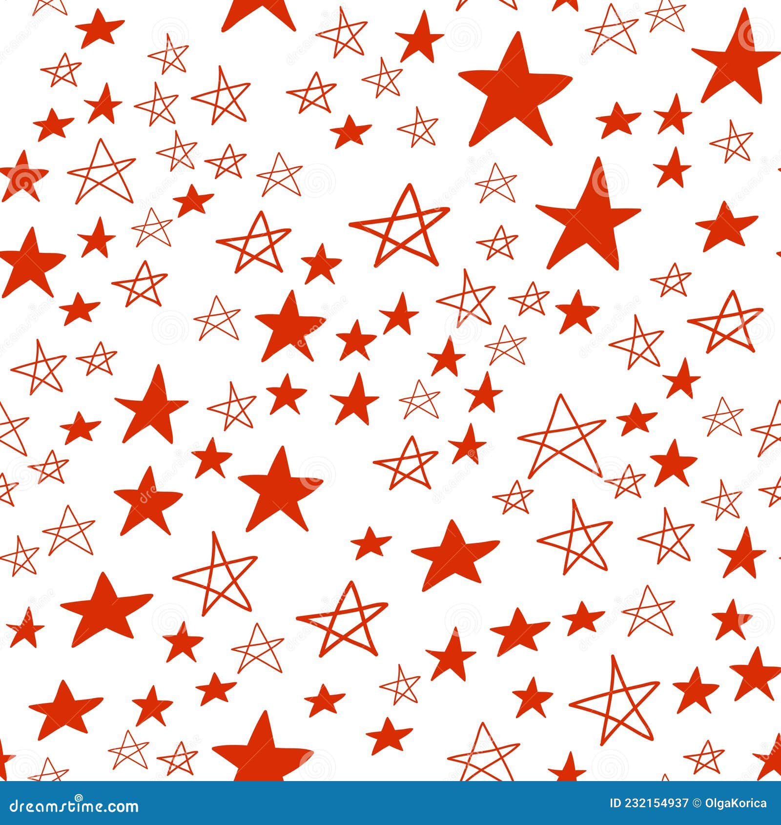 Seamless Pattern, Star in Starfall Sky, Red White Design Vector Stock ...