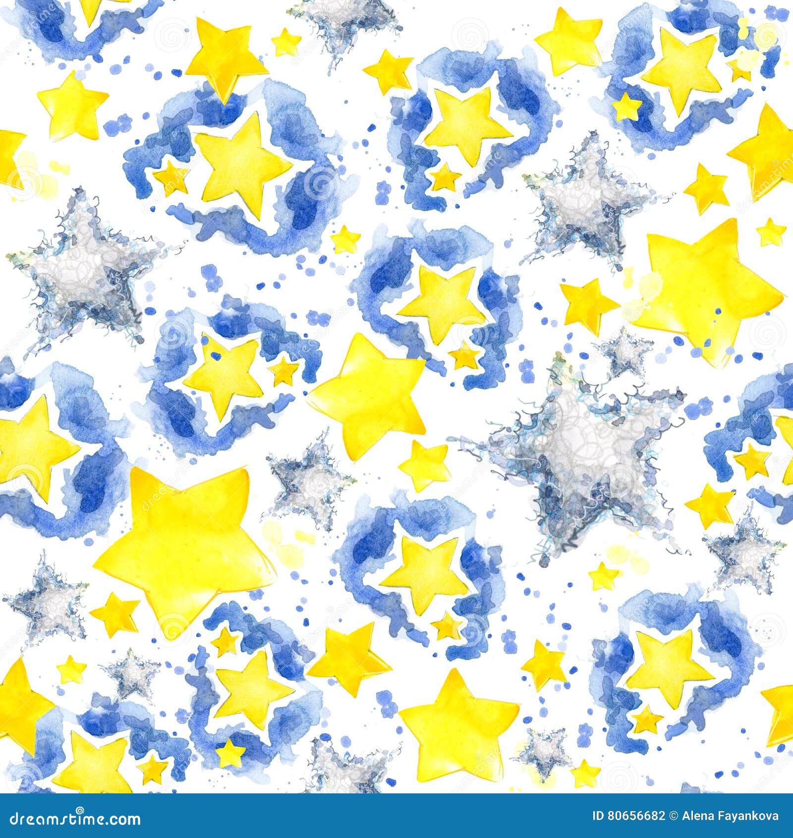Seamless Pattern with Star. Stars Watercolor Background Stock ...