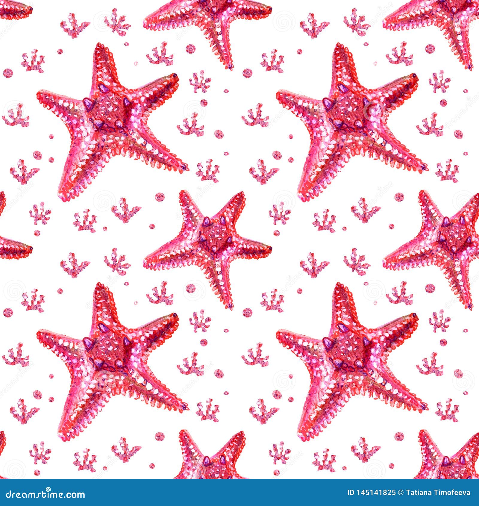 Seamless Pattern with Starfish and Algae Stock Illustration ...