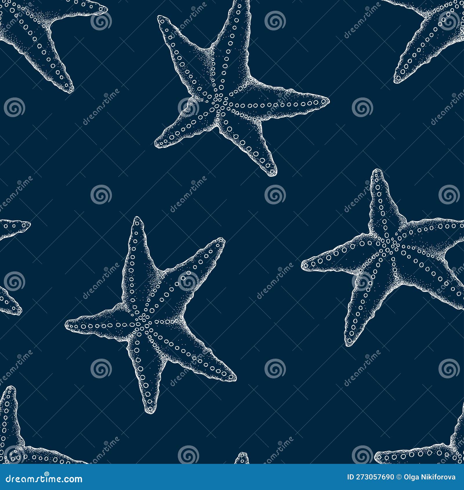 Seamless Pattern with Starfish on a Blue Background Stock Vector ...